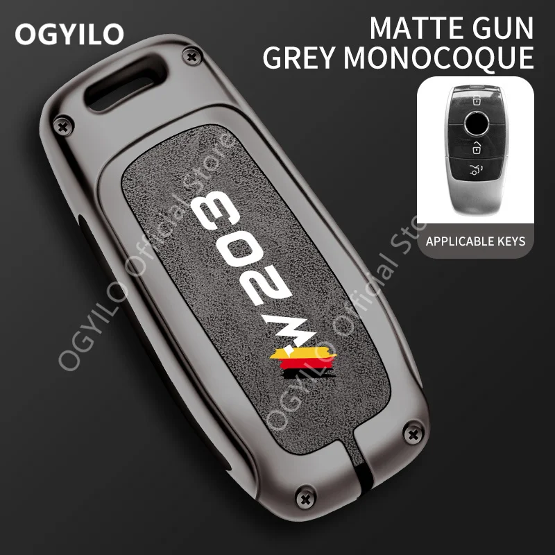 Zinc alloy+leather Car Key Housing For Mercedes Benz W203 A 3 buttons ...