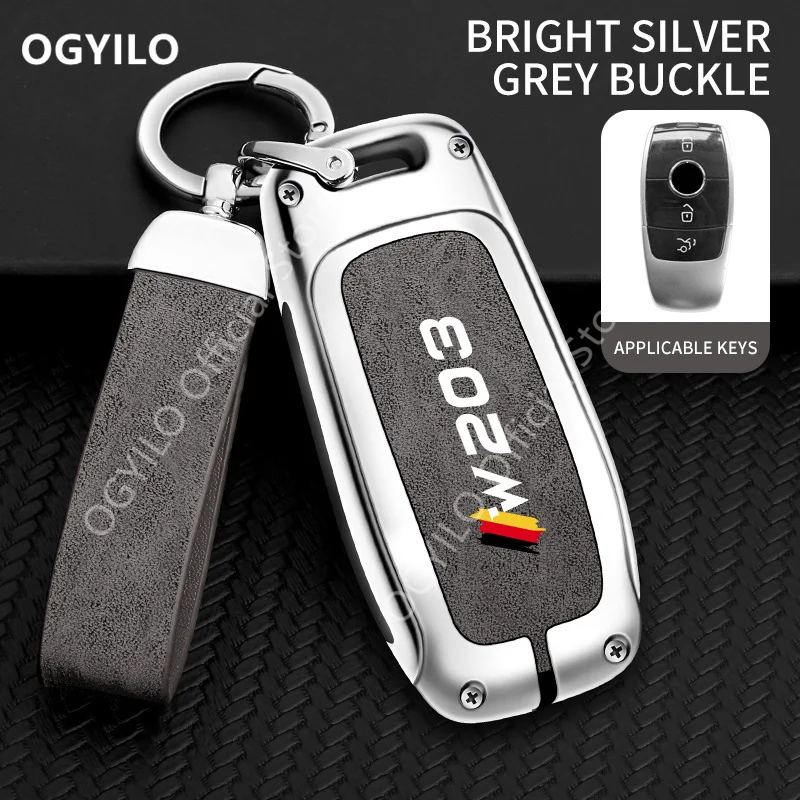 Zinc alloy+leather Car Key Housing For Mercedes Benz W203 A 3 buttons ...