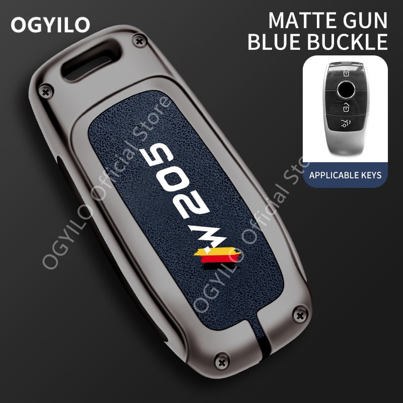 Zinc alloy+leather Car Key Housing For Mercedes Benz W205 A 3 buttons ...