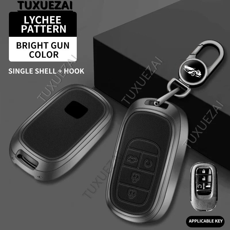 Zinc alloy+leather Car Remote Key Cover Case For Honda C 4 buttons ...