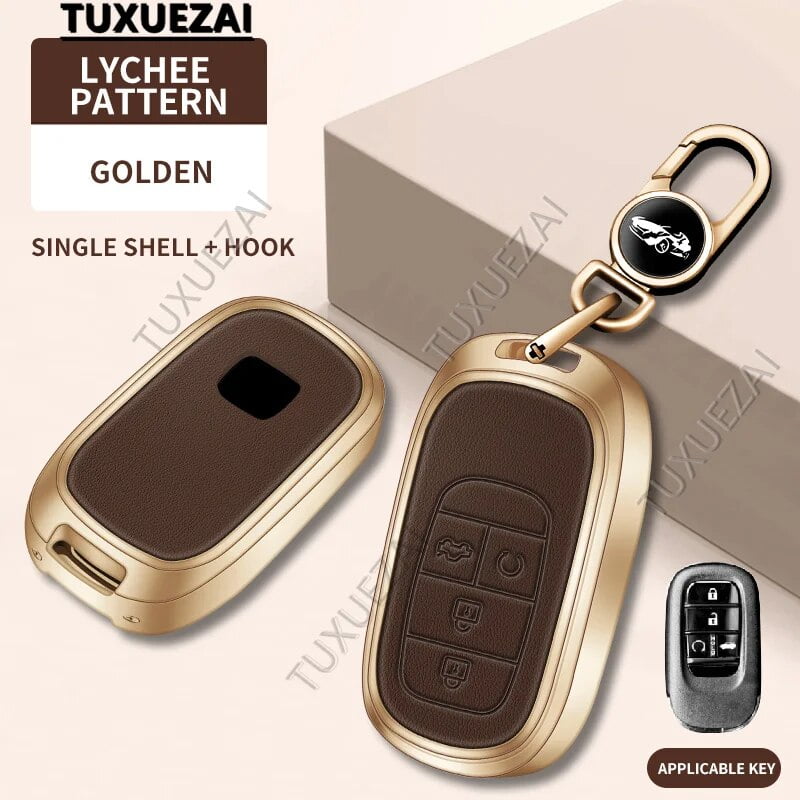 Zinc alloy+leather Car Remote Key Cover Case For Honda C 4 buttons ...