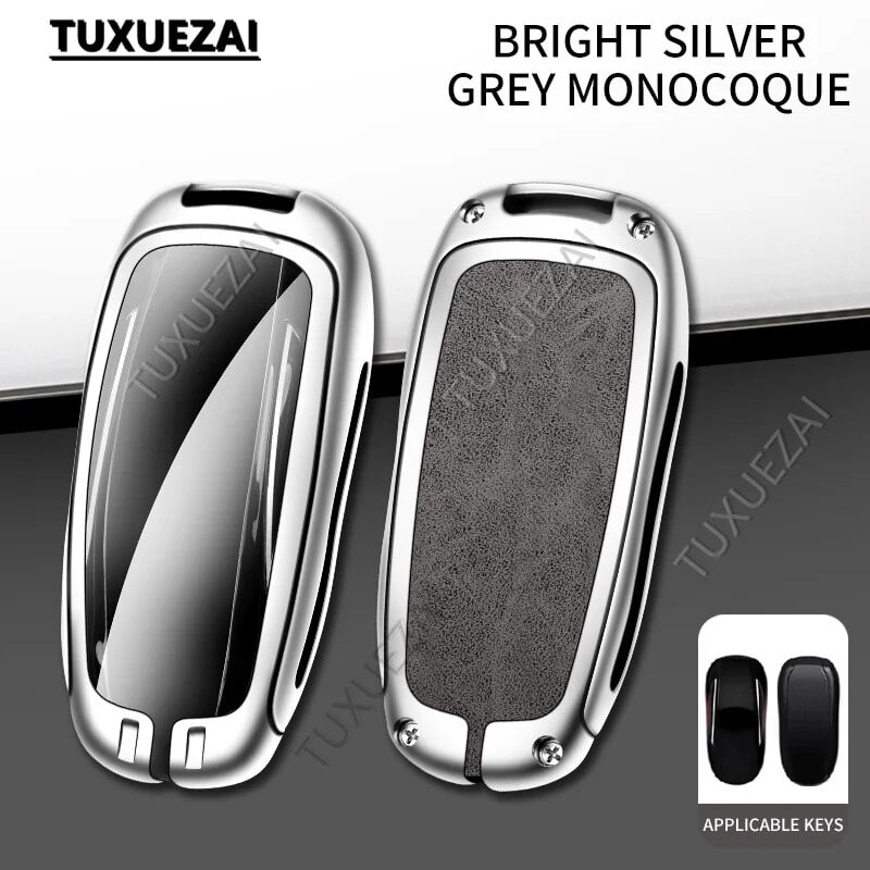 Zinc alloy+leather Keys Cover Holder Car Key Case For Tesla B key case ...