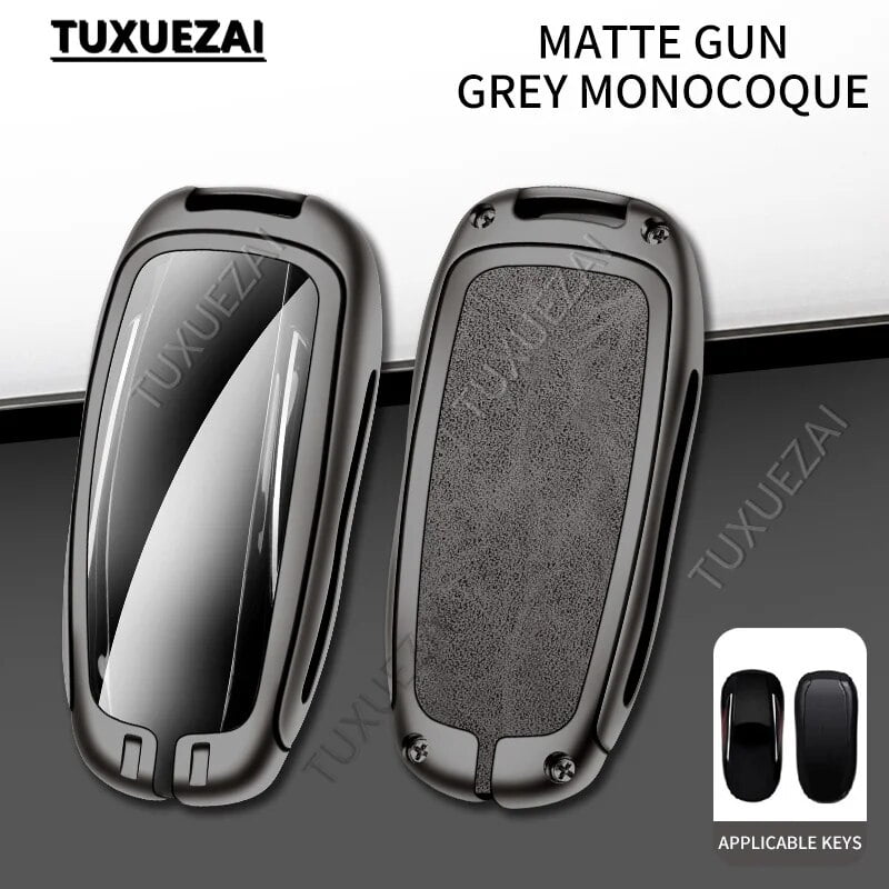 Zinc alloy+leather Keys Cover Holder Car Key Case For Tesla B key case ...