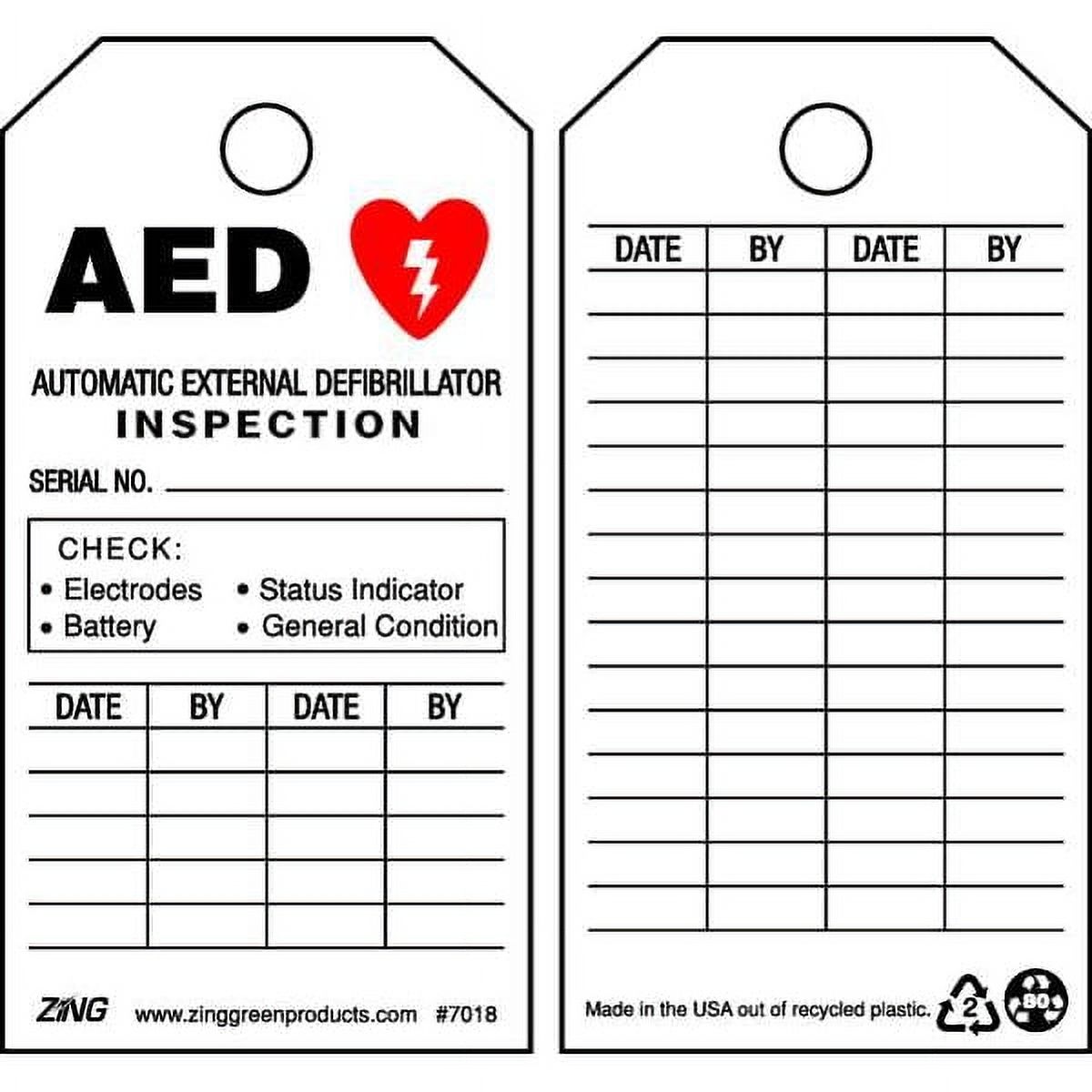 Zing AED Tag,5-3/4 x 3 In,Bk and R/Wht,PK10 7018 - Walmart.com