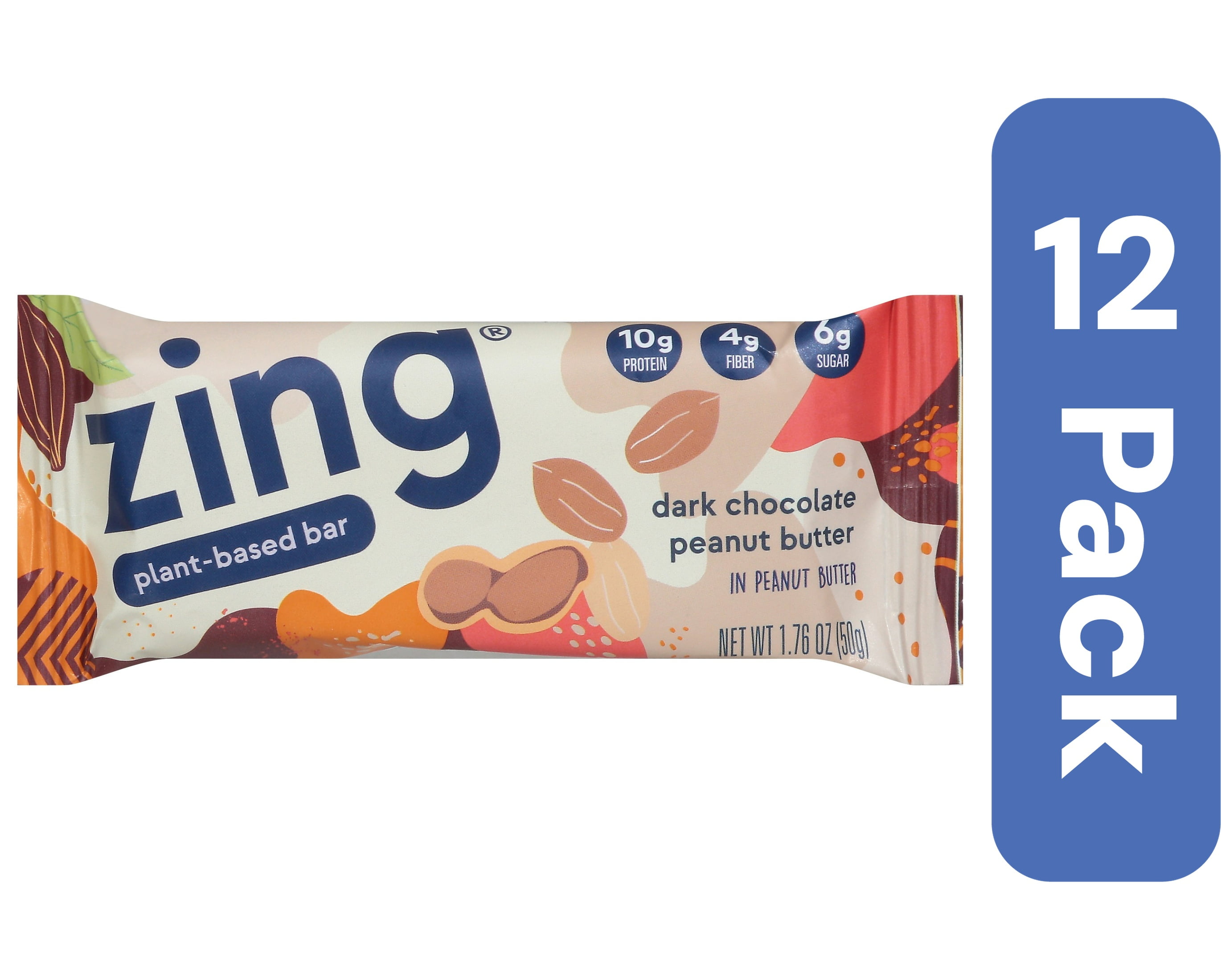 Zing Bars Chocolate Peanut Butter Bar 1.76 oz (Pack Of 12) - Walmart.com