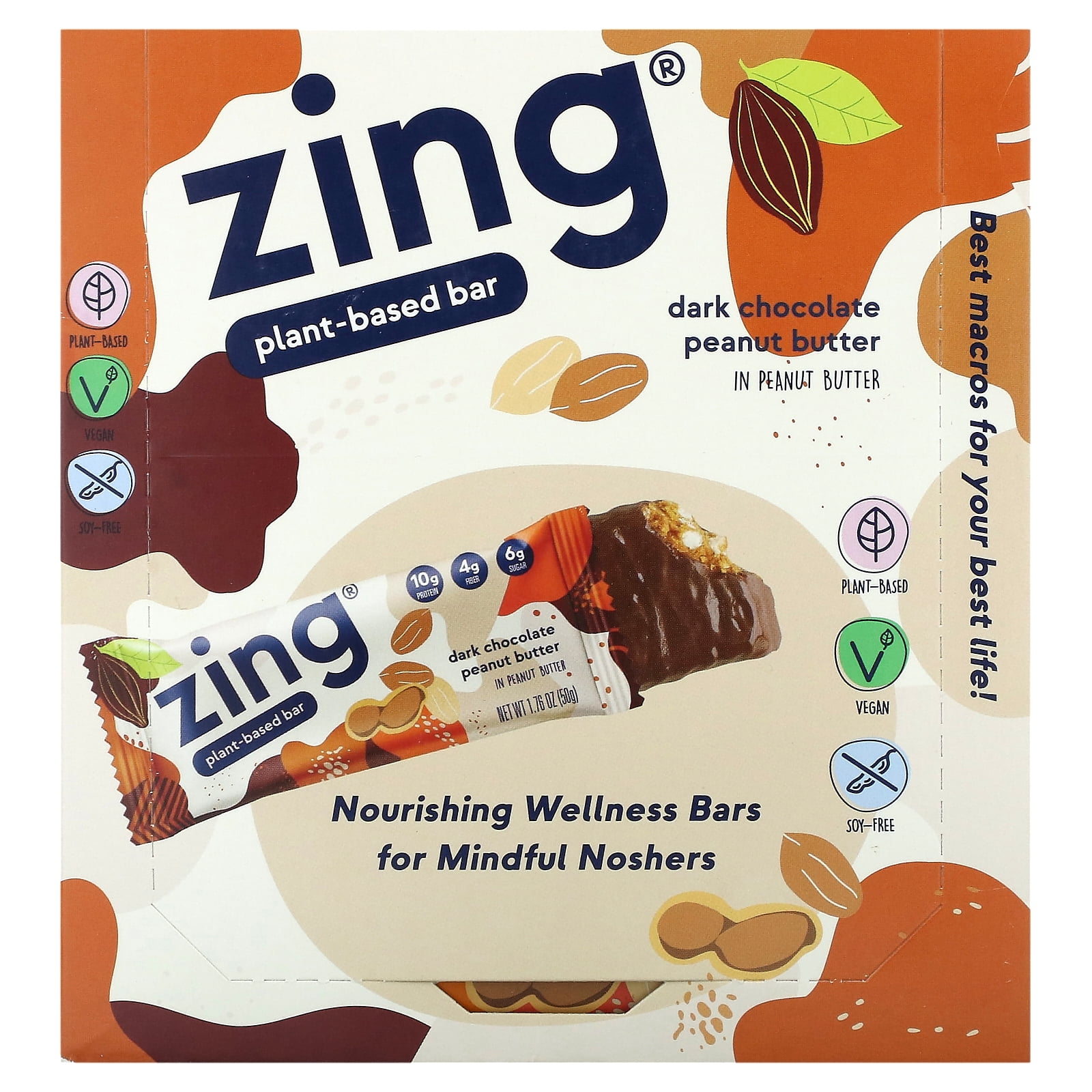 Zing Bars Zing Nutrition Bar-Chocolate Peanut Butter-Box 12 Bars Box ...