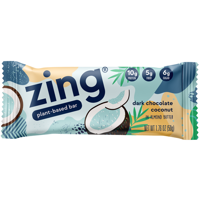 Zing Nutrition, Dark Chocolate Coconut Flavored Protein Bar, 1.76 oz ...