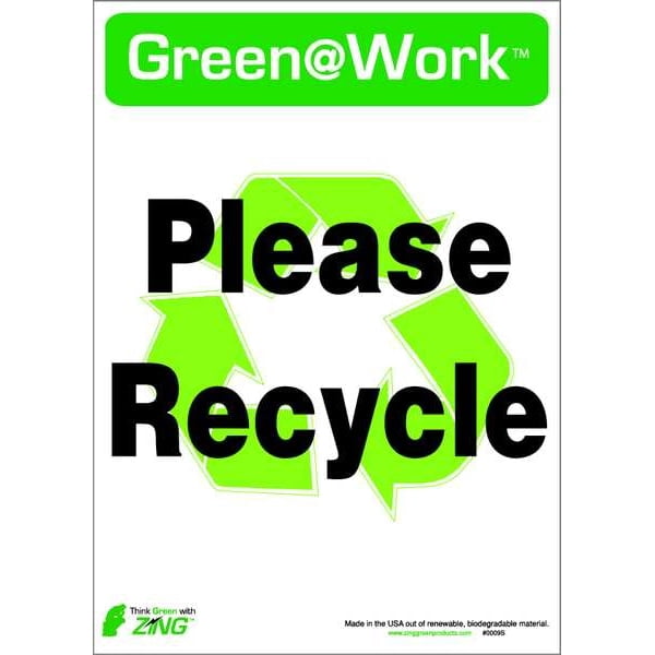 Zing Please Recycle Adhsve Sign,7x10in,PK5 0009S - Walmart.com