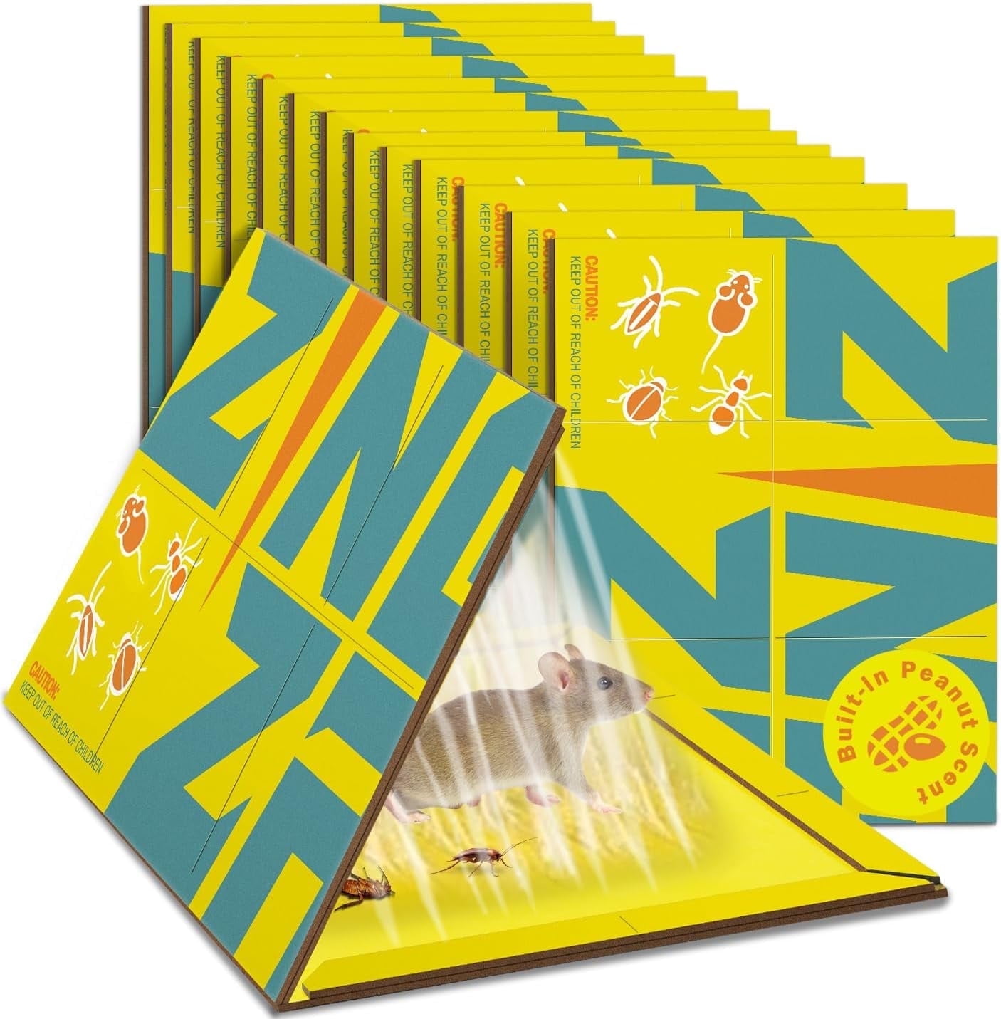 ZingZap Mouse & Insect Glue Traps/Board 13-Pack, 3X Faster Catch with ...