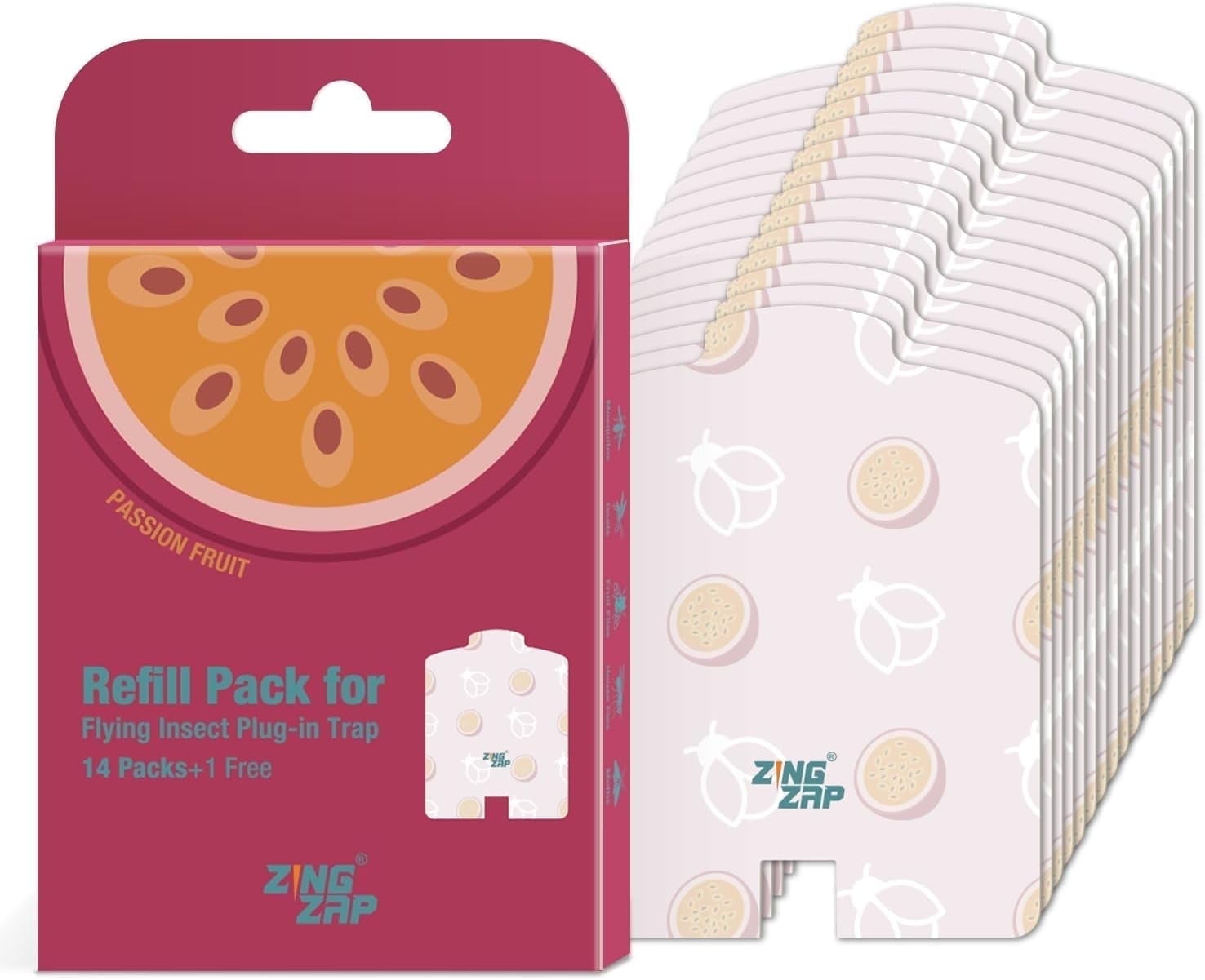 ZingZap Plug-in Flying Insect Trap Card Refill 15 Ct Passion Fruit ...