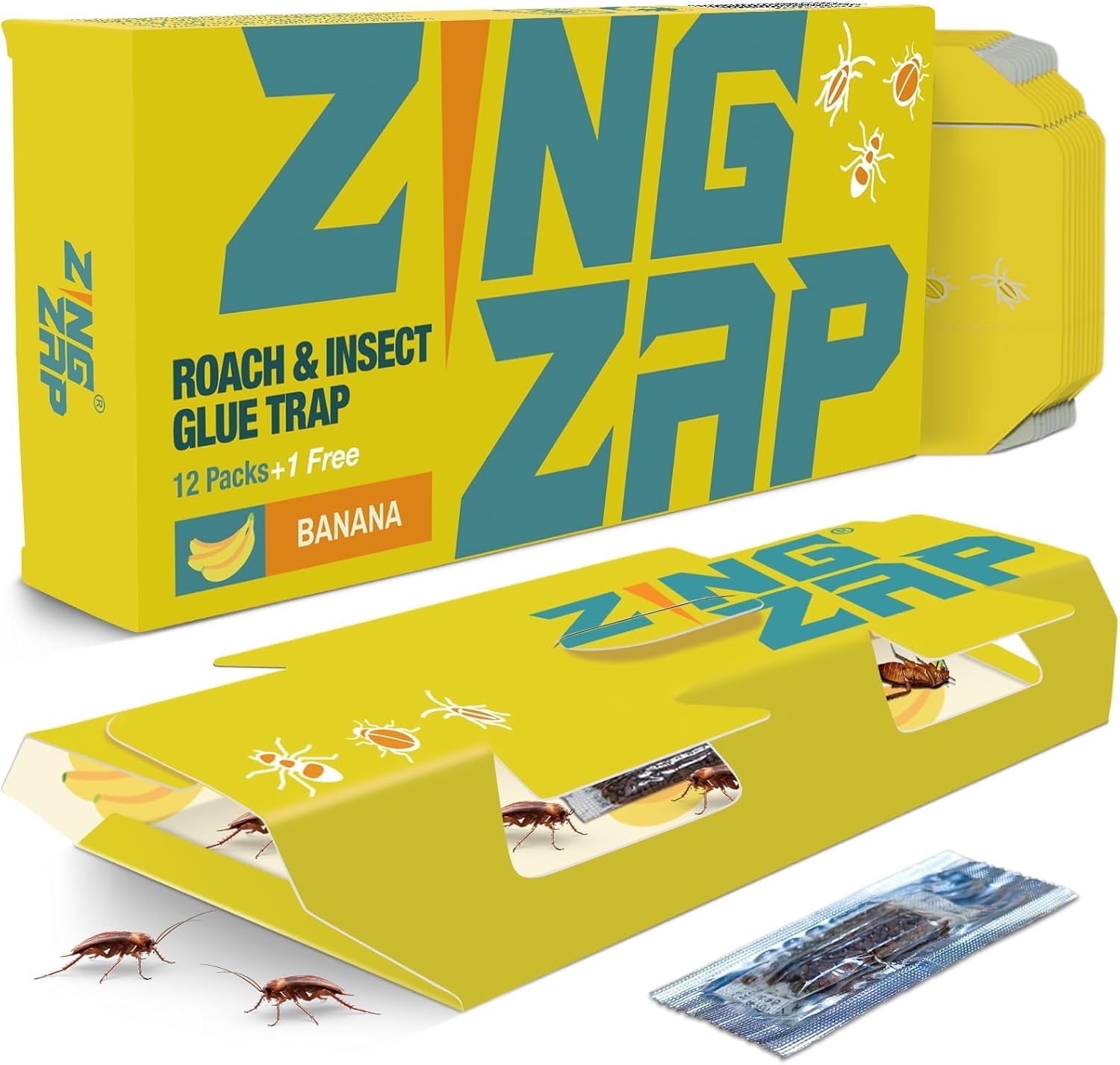 ZingZap Roach Glue Trap Banana 13-Pack, Capsulated Natural Ingredients ...