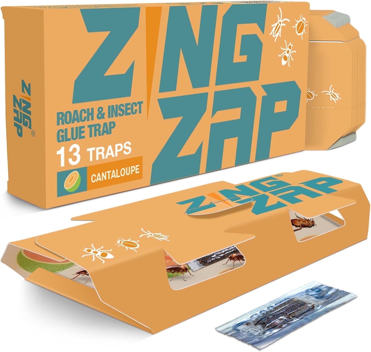 ZingZap Roach Glue Trap Cantaloupe 13-Pack, Capsulated Natural ...