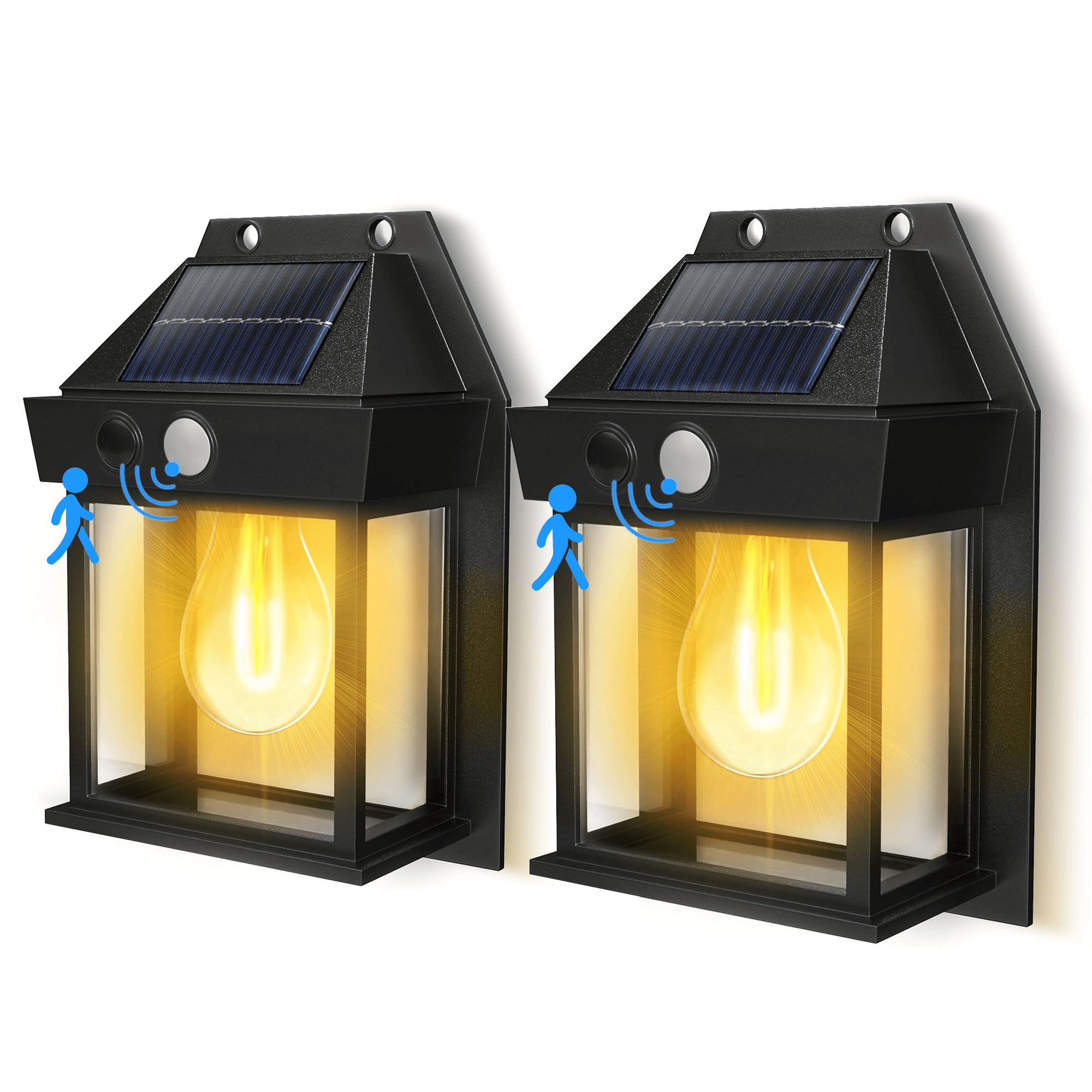 ZingZap Solar Powered Motion-Sensor Wall Lamp 2-Pack, Tri-Mode Motion ...
