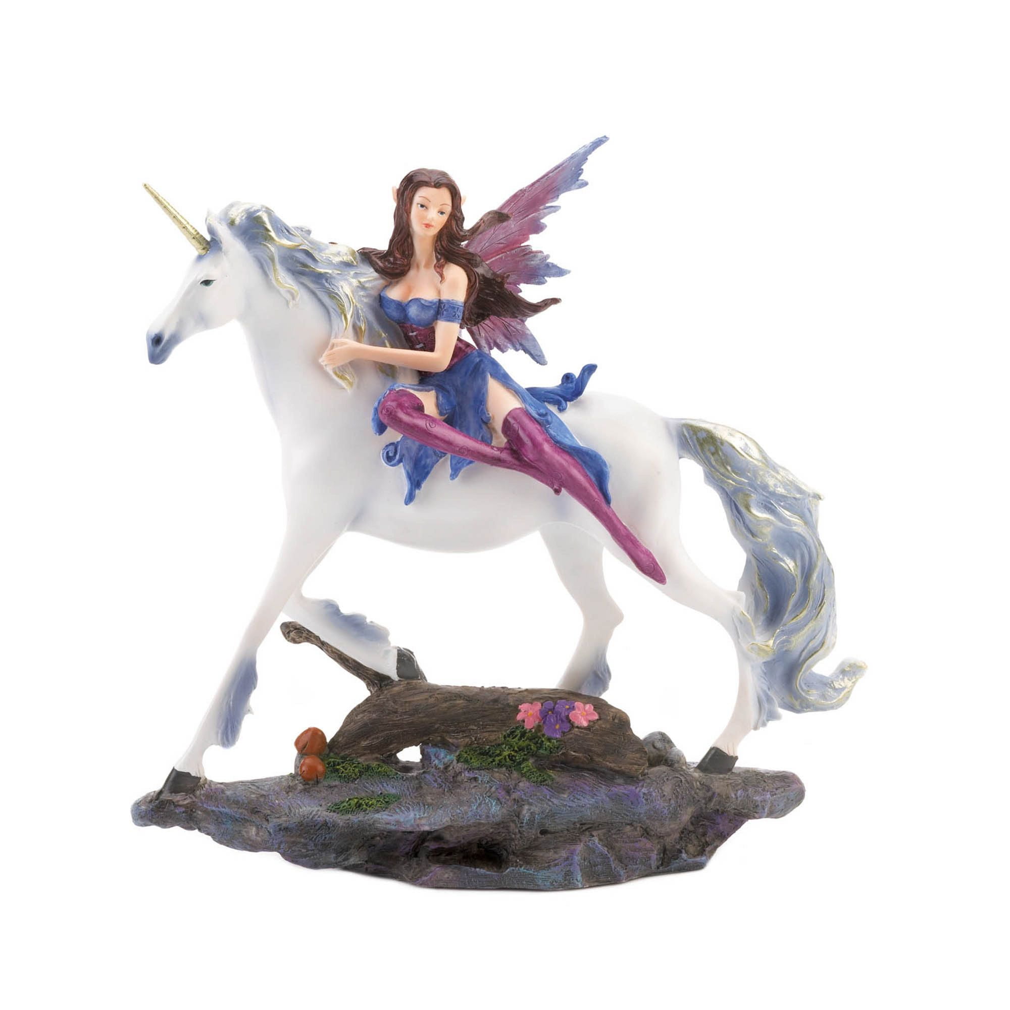 Zingz & Thingz Plastic Purple and Blue Fairy Riding Unicorn Figurine ...