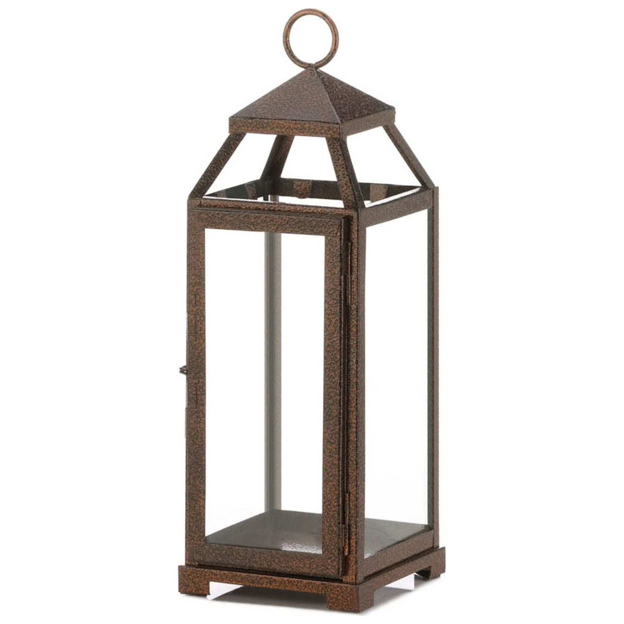 Zingz & Thingz 15.75" Brown Rustic Candle Lantern with Hanging Loop ...
