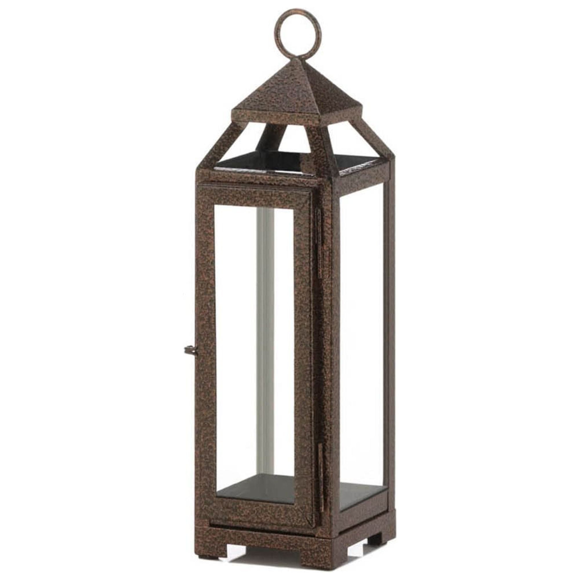 Zingz & Thingz 25" Brown Rustic Candle Lantern with Hanging Loop ...
