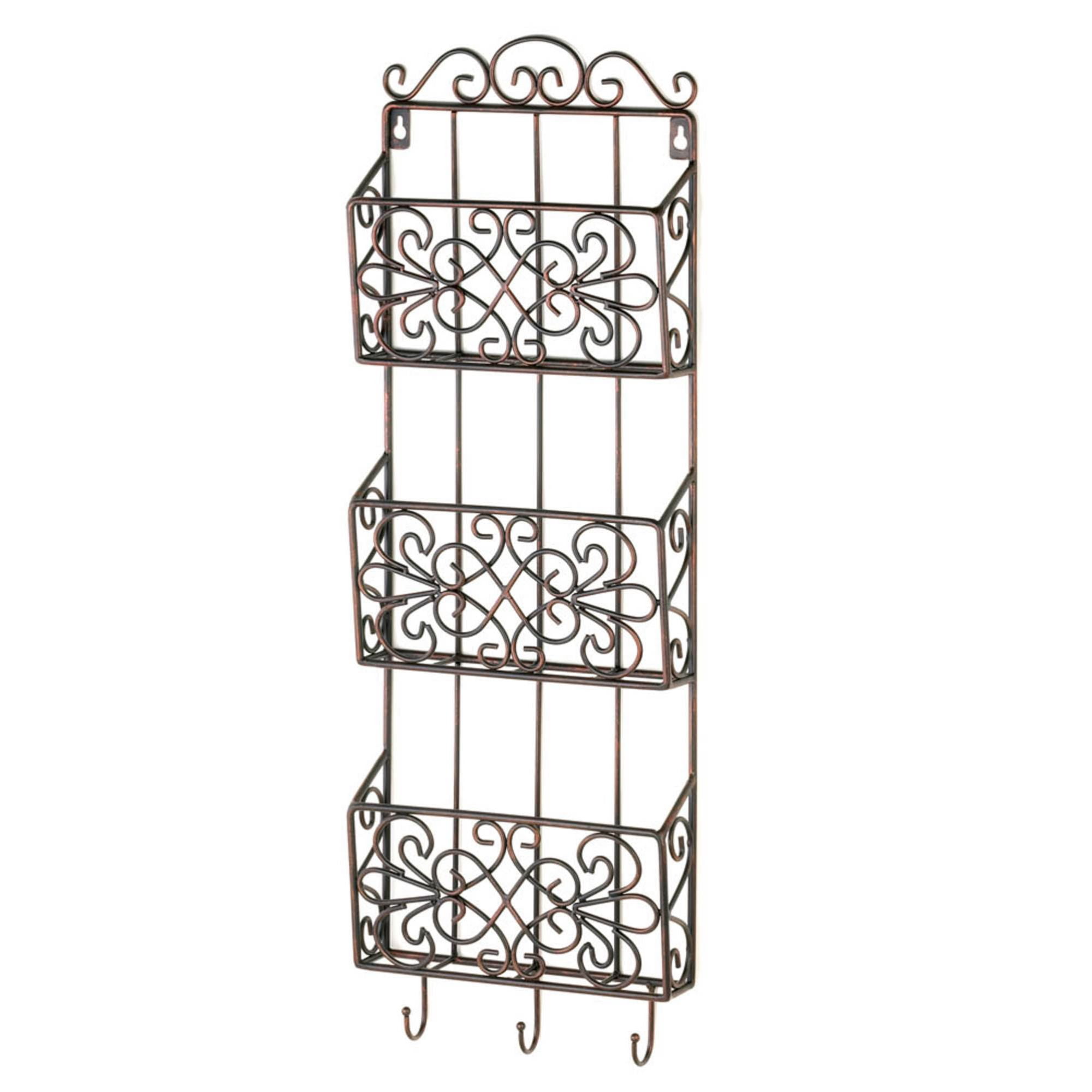 Zingz & Thingz 29" Brown Rustic Vintage Charm Triple Wall Rack ...