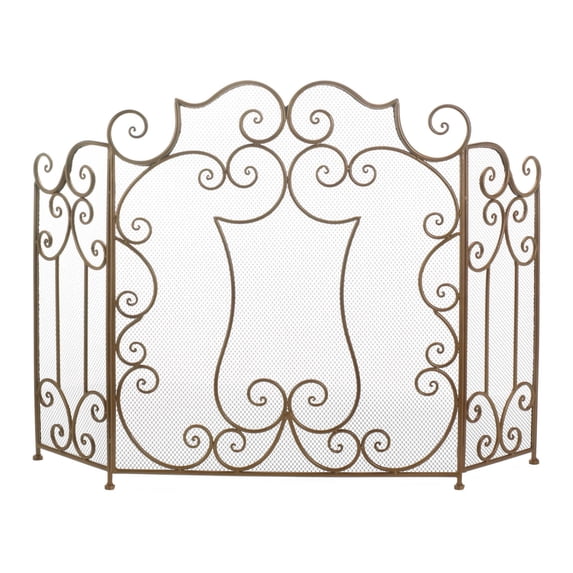 Zingz & Thingz 32" Tawny Brown Modern Scroll Fireplace Screen - Walmart.com