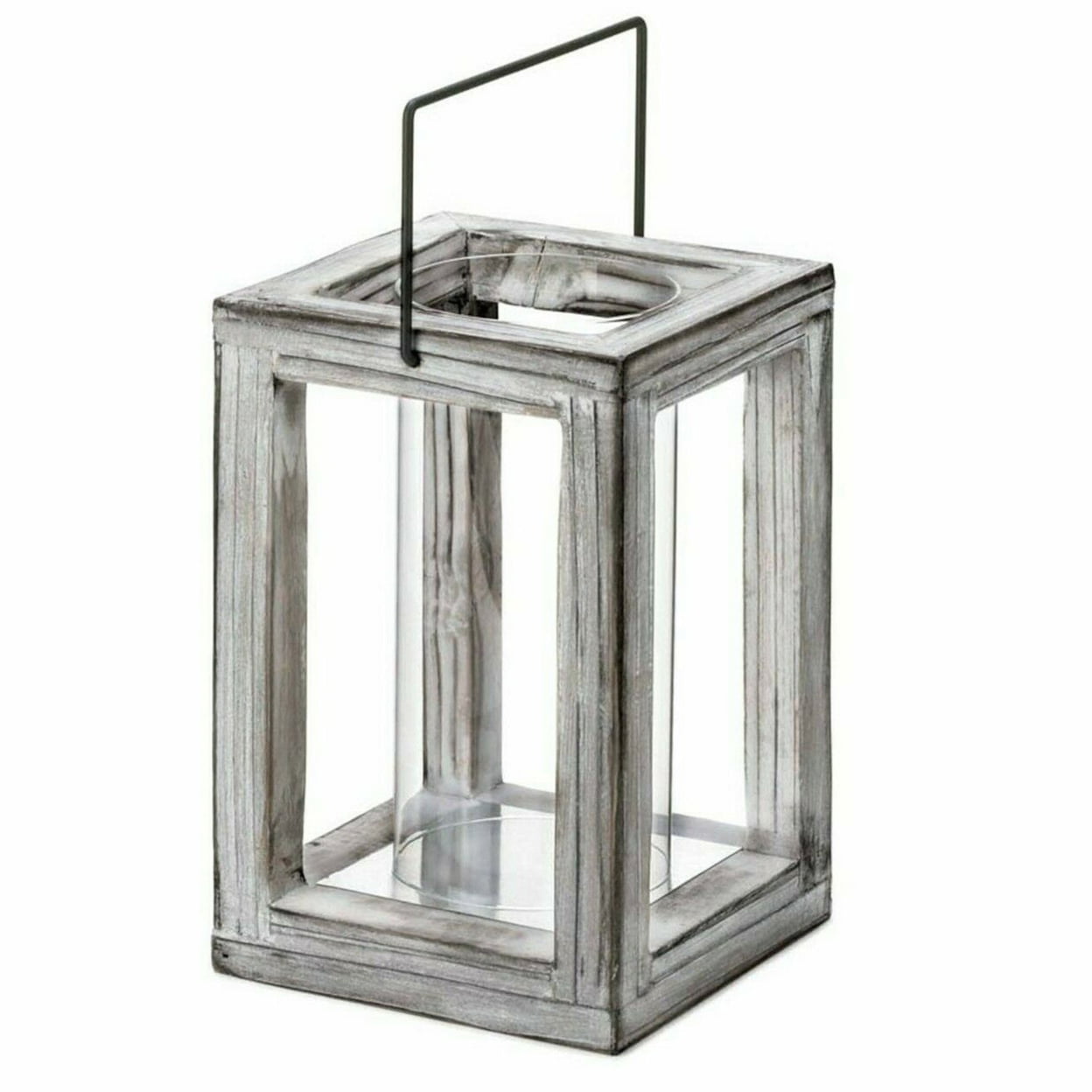 Zingz & Thingz 57071046 Distress Wood Frame Hurrican Candle Lantern ...