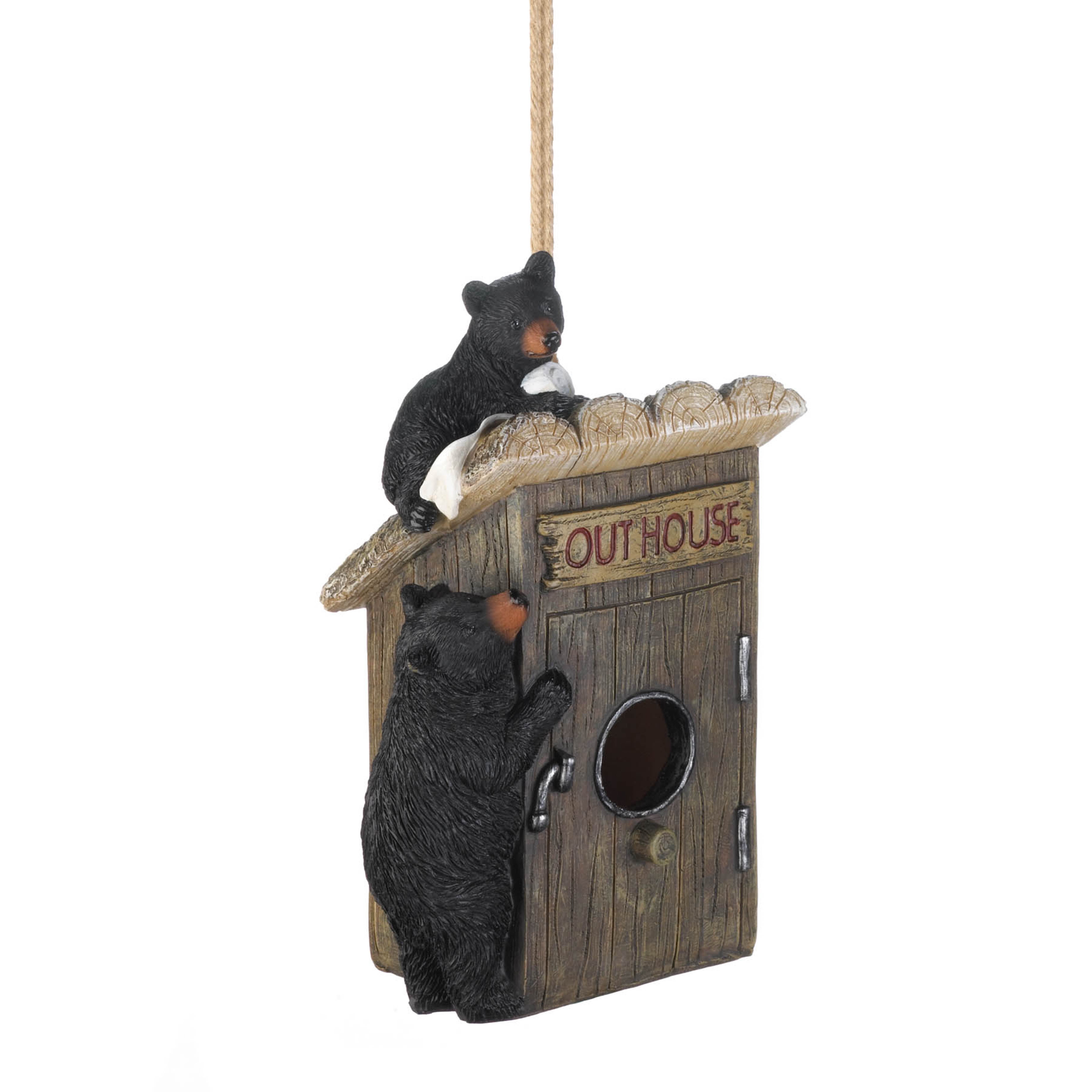 Zingz & Thingz 8.5" Black Contemporary Bear Outhouse Birdhouse ...