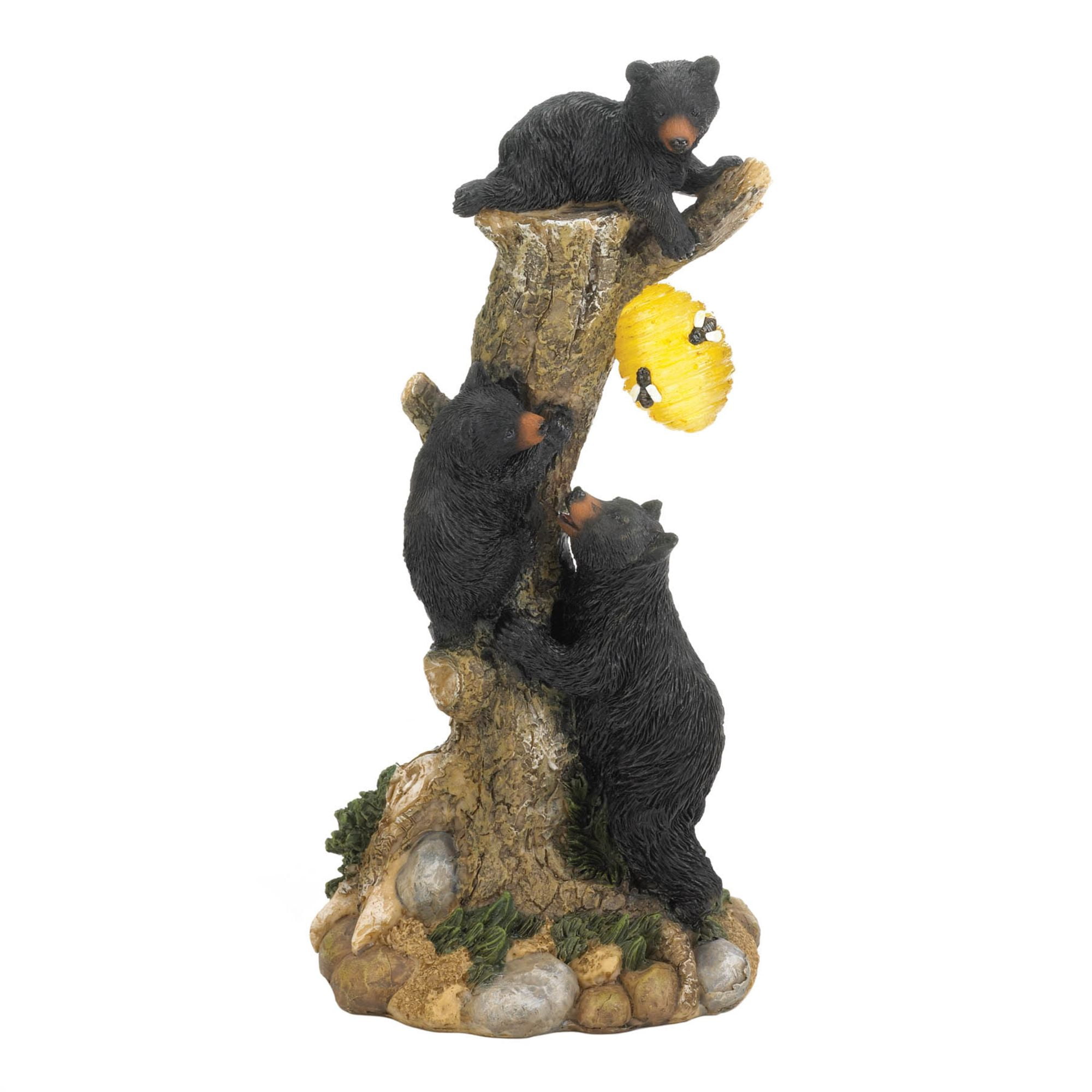 Zingz & Thingz Climbing Bear Honeycomb Solar Light Statue in Black and ...