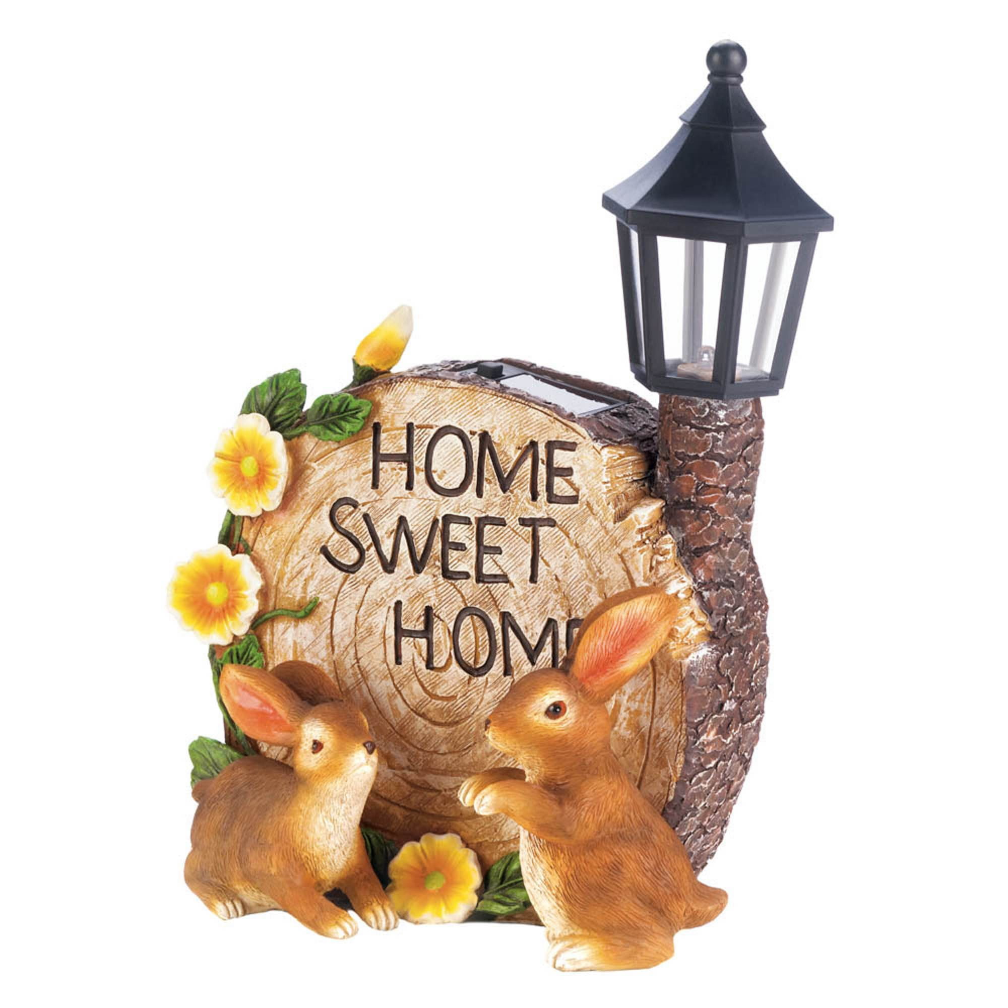 Zingz & Thingz Floral "Home Sweet Home" Bunnies Solar Powered Post ...