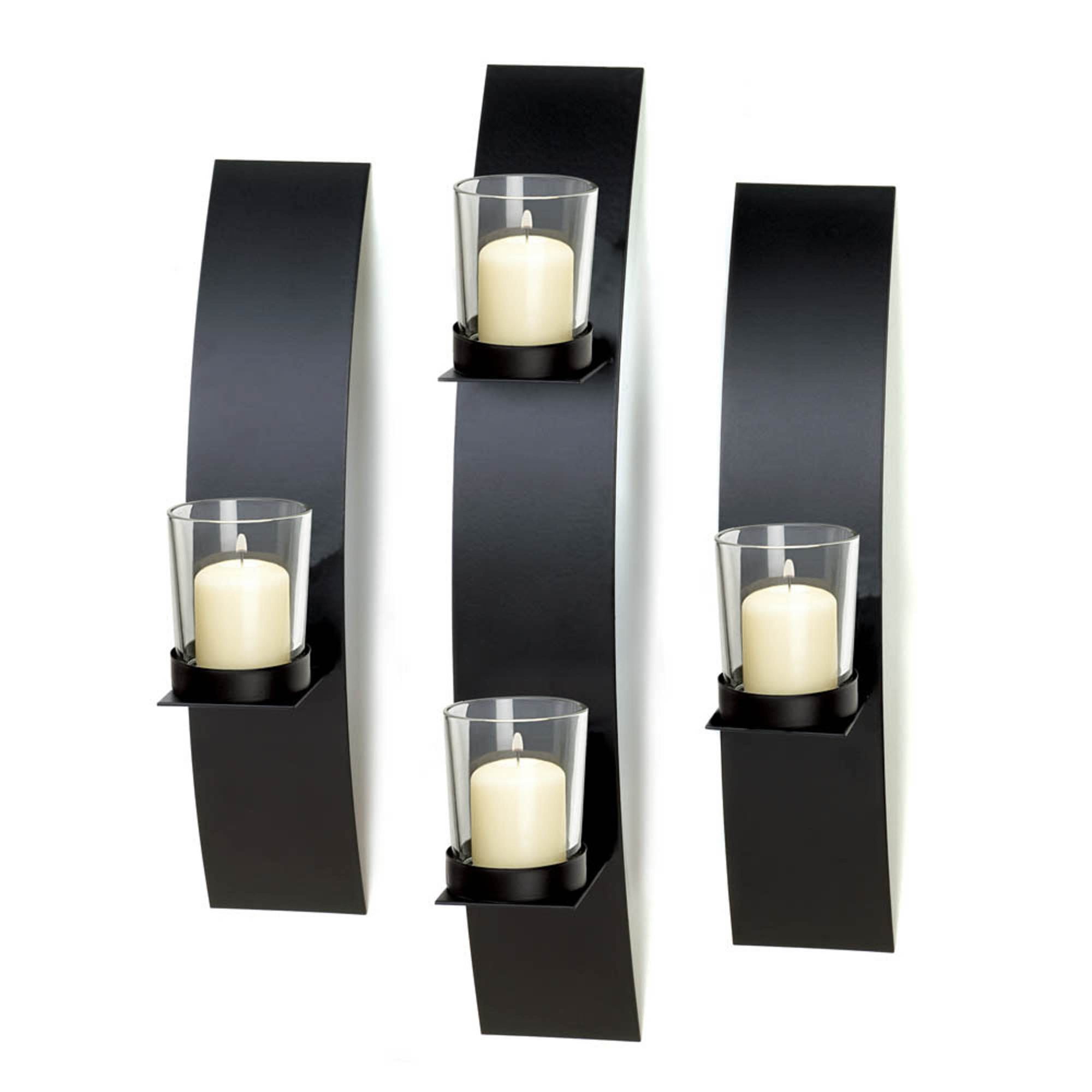 Zingz & Thingz Glass Candle Wall Sconces - 14.5" - Black and Clear ...