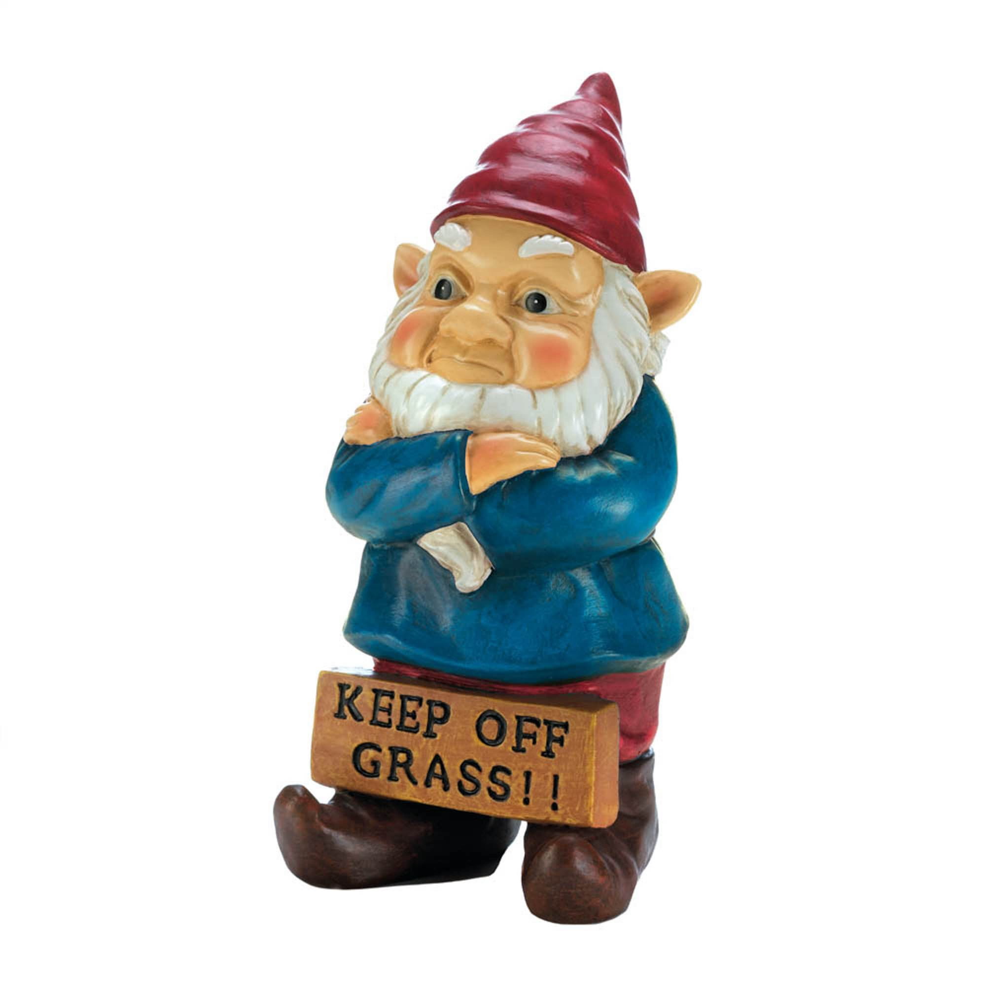 Zingz & Thingz Grumpy Gnome "Keep Off Grass" Outdoor Statue - 10 ...