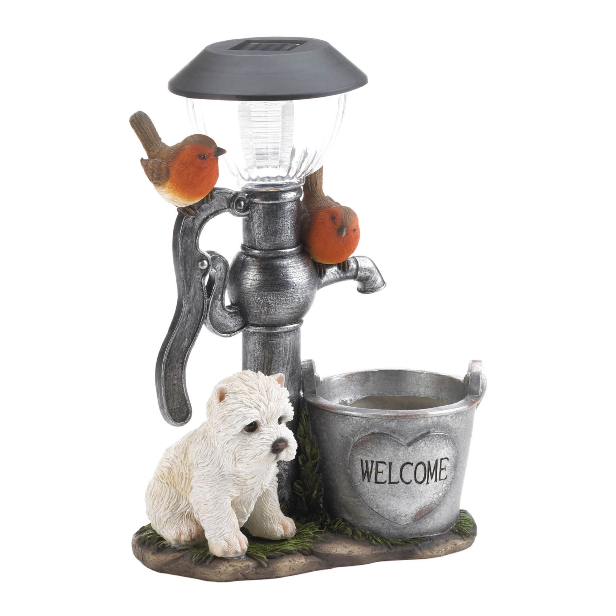 Zingz & Thingz Little Pup with Water Pump Solar Powered Statue - 12.25 ...