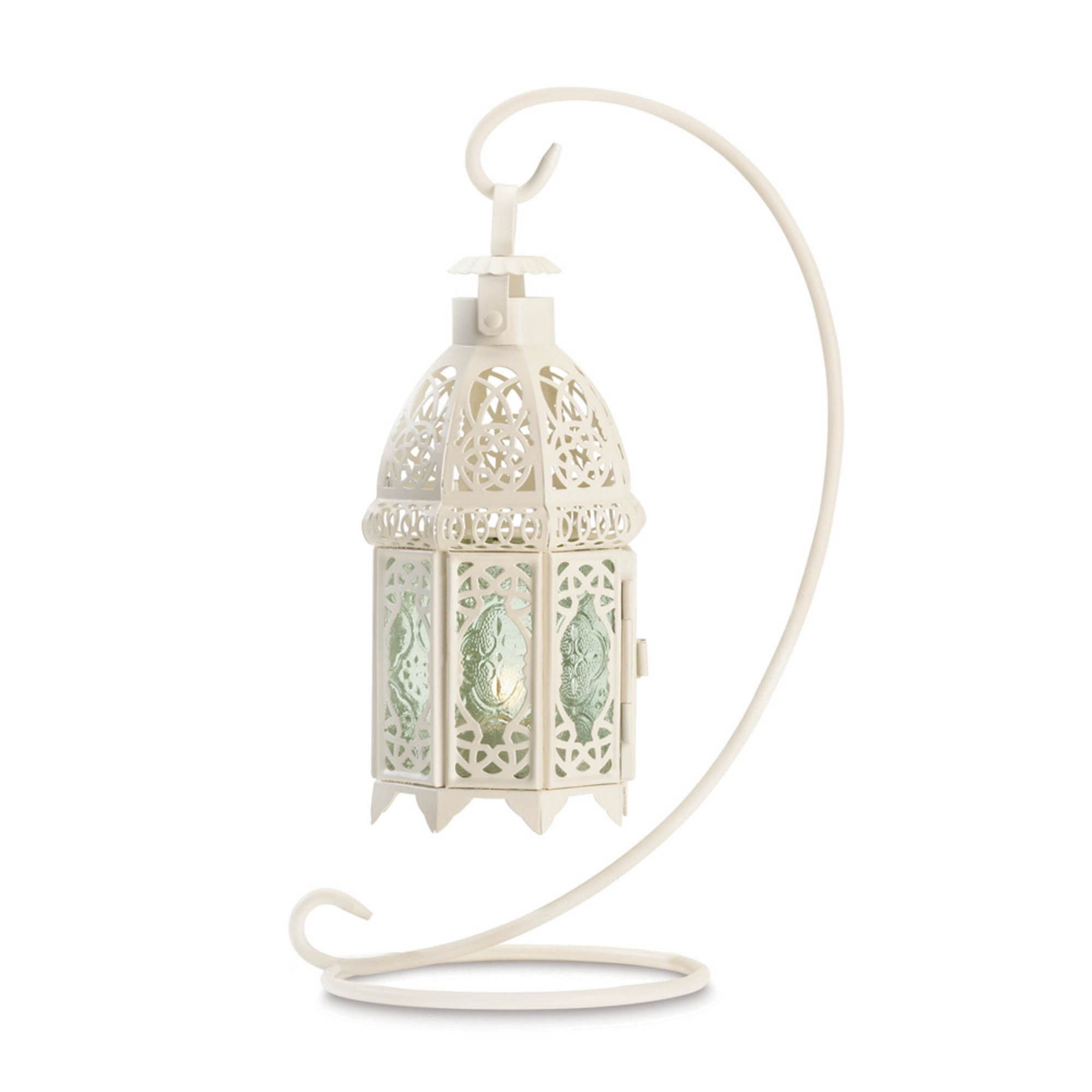 Zingz & Thingz Moroccan Lattice Candle Lantern with Stand - 13" - White ...