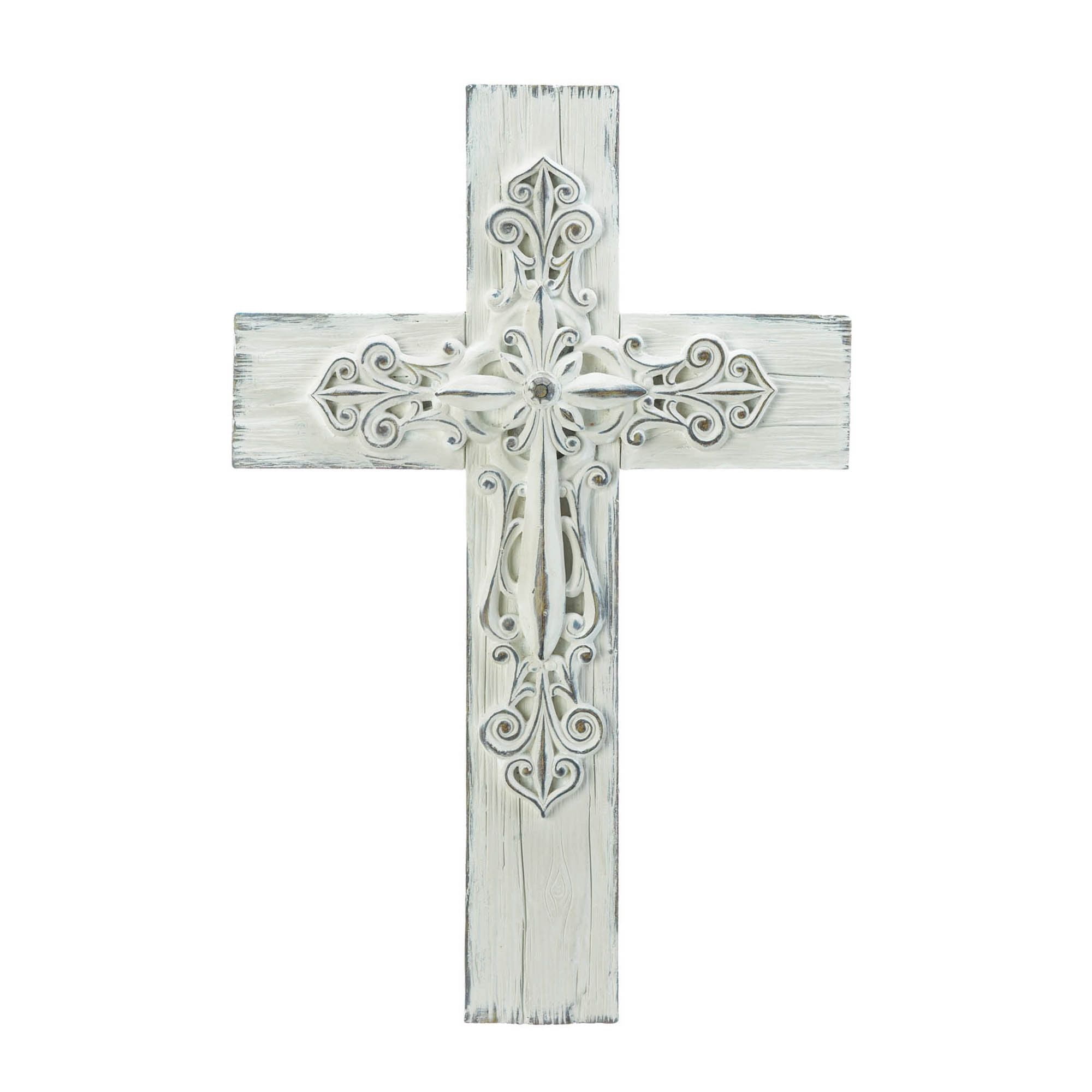 Zingz & Thingz Ornate Religious Wall Cross - 13.5" - White and Gray ...