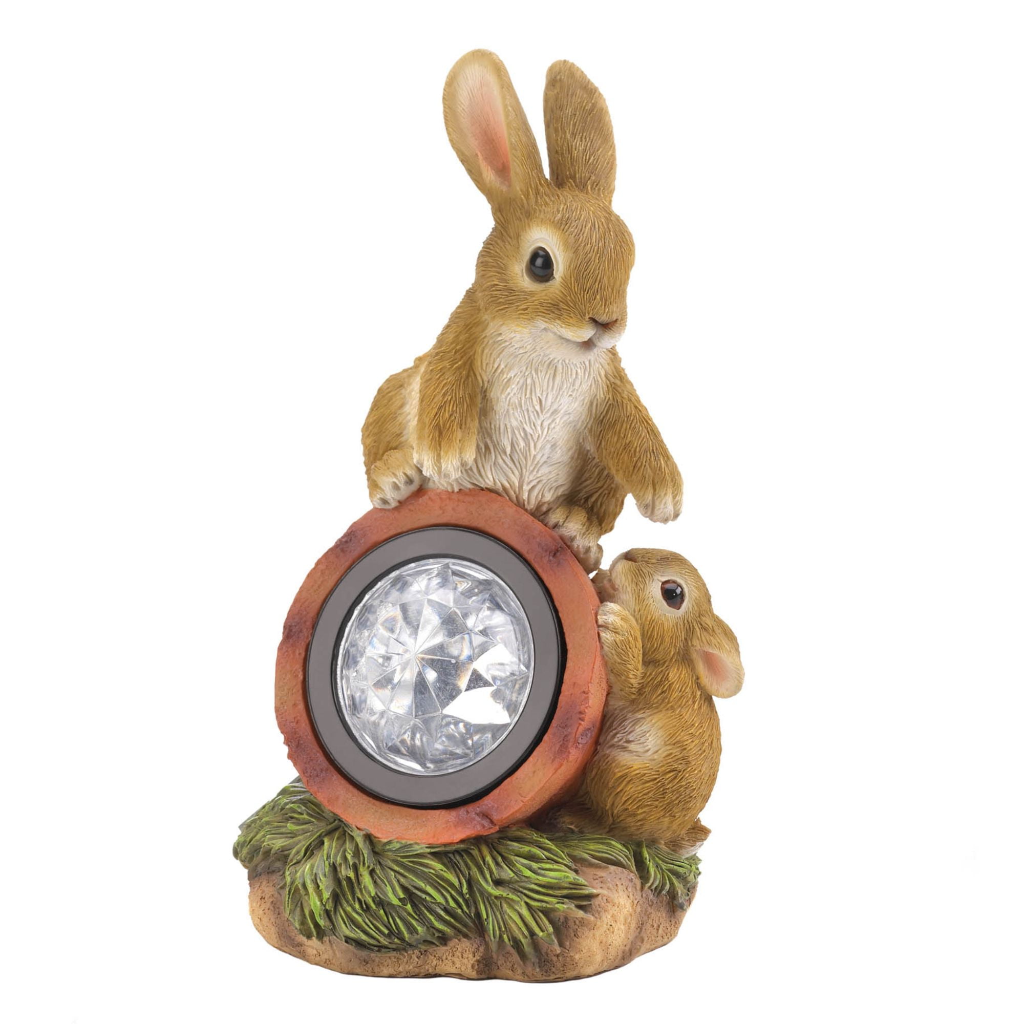 Zingz & Thingz Plastic Rabbit and Solar Light Statue in Tan - Walmart.com
