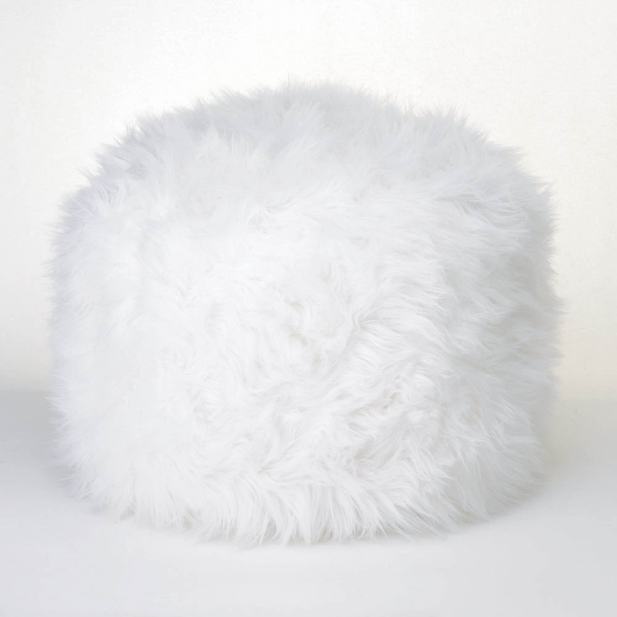Zingz & Thingz Round Fuzzy Ottoman Pouf - 12" - White - Walmart.com
