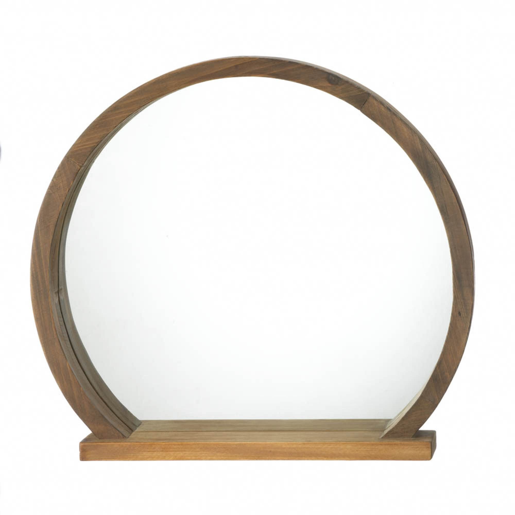 Zingz & Thingz Round Wooden Wall Mirror with Shelf - 17.75" - Brown ...