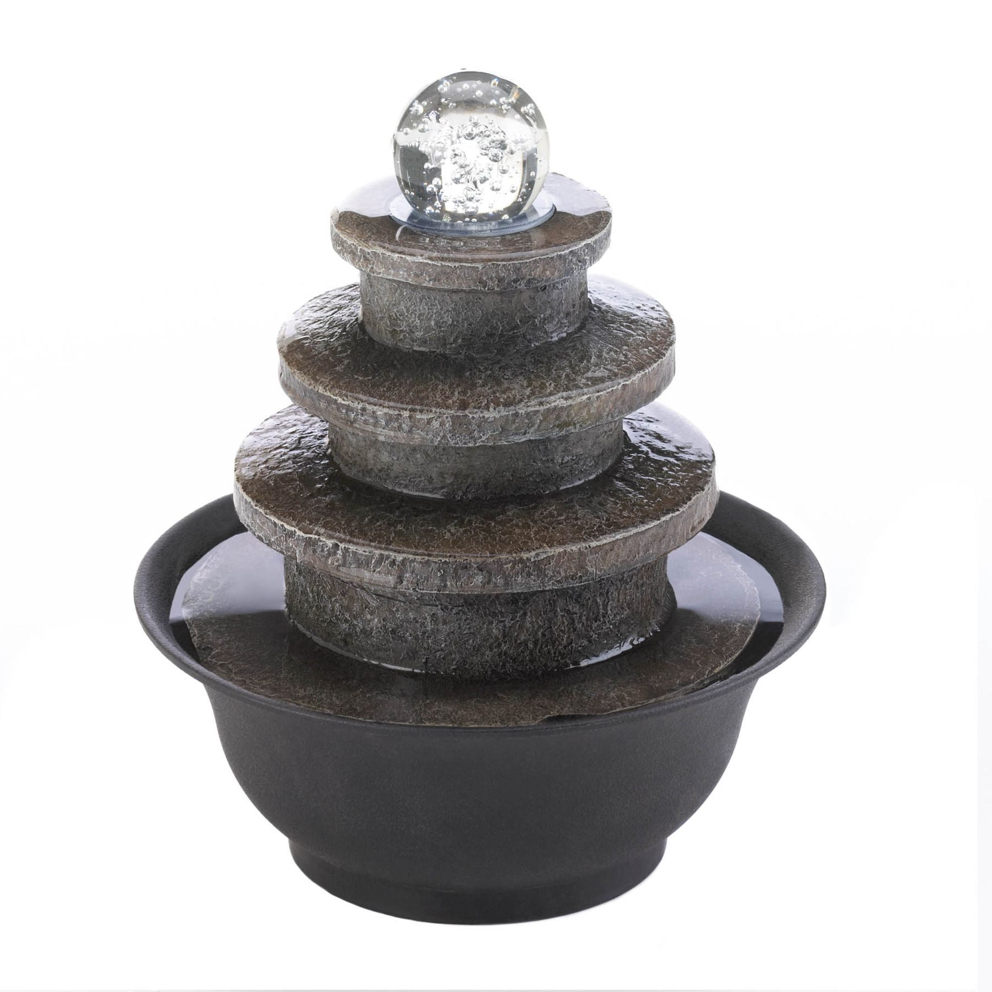 Zingz & Thingz Solar Powered Round 4 Tiered Tabletop Fountain - 9.25 ...