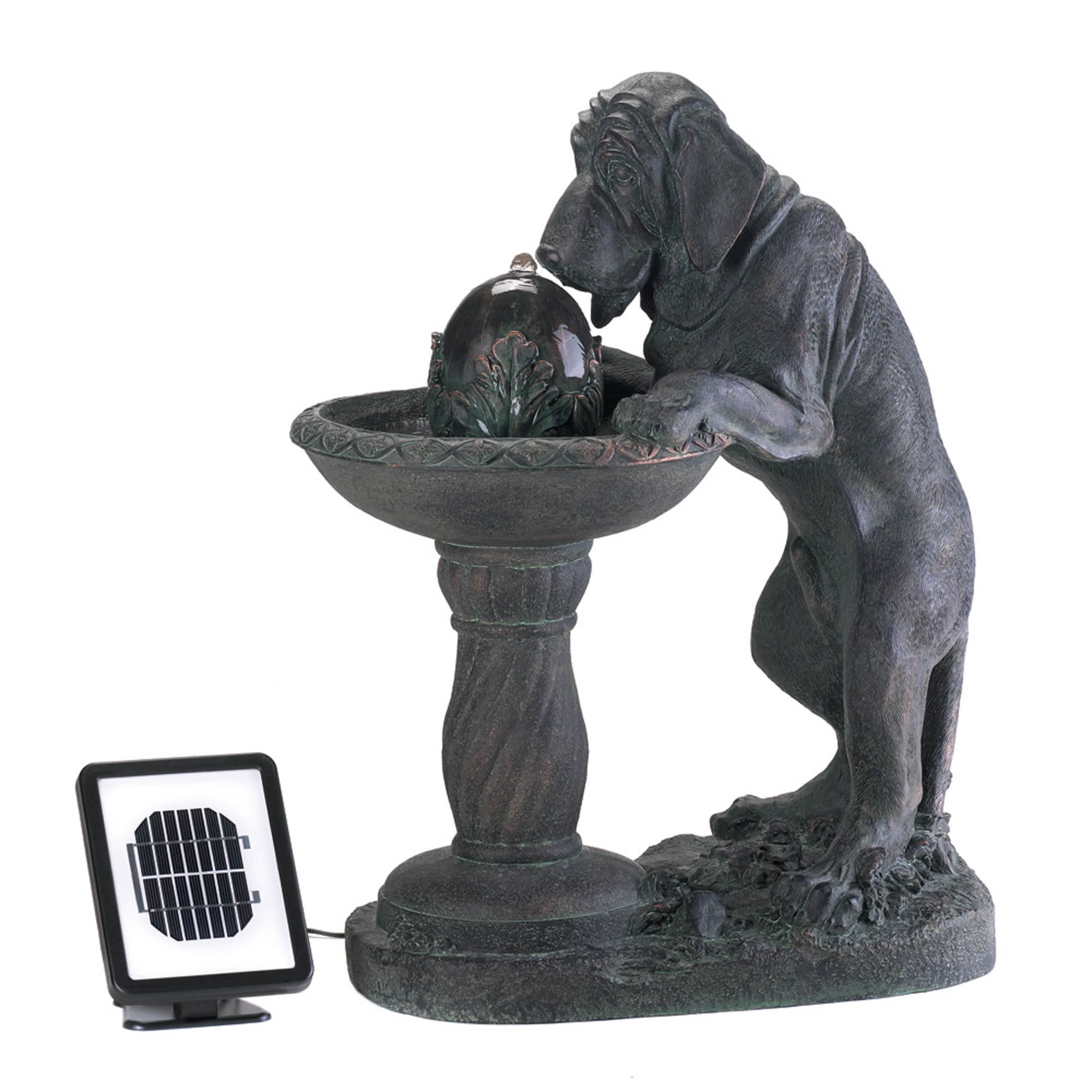 Zingz & Thingz Plastic Thirsty Dog Solar Fountain in Bronze - Walmart ...