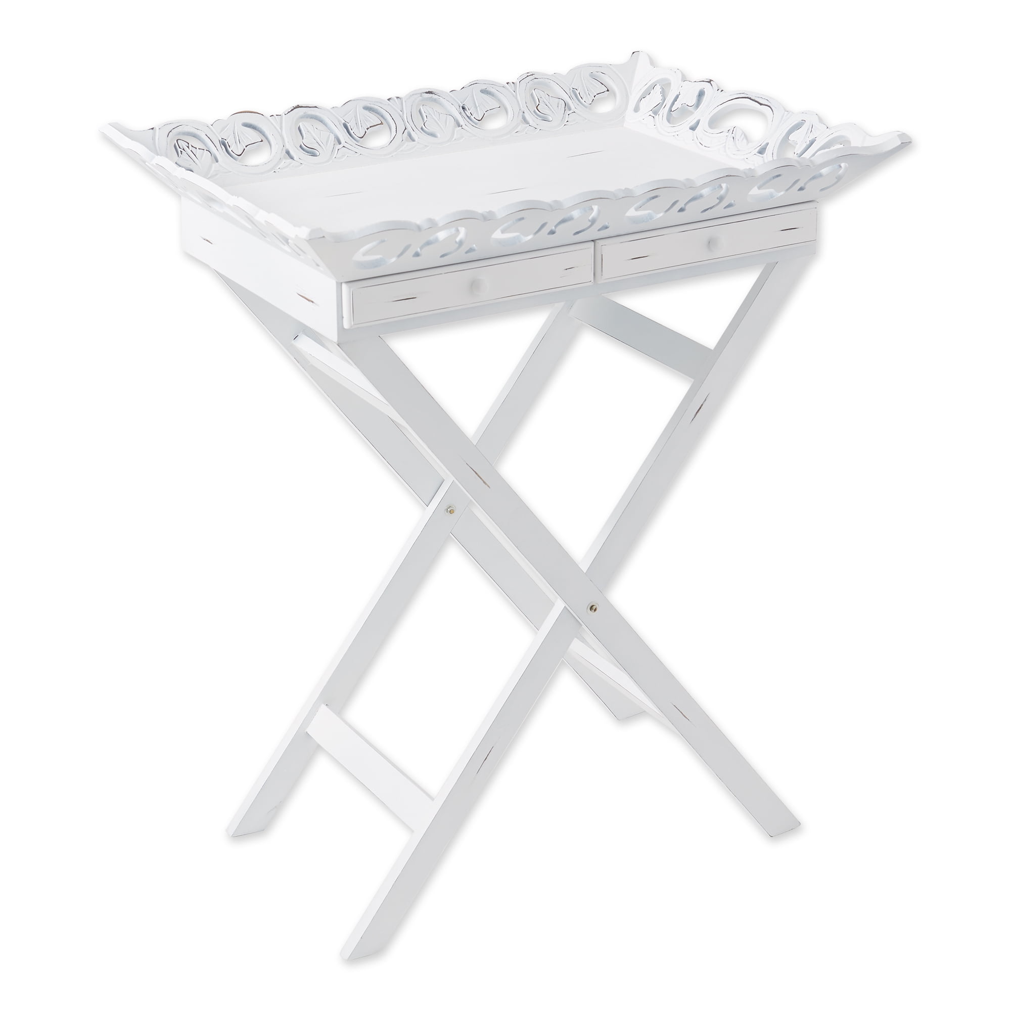 Zingz & Thingz Tray Stand with Drawers - 27" - White - Walmart.com
