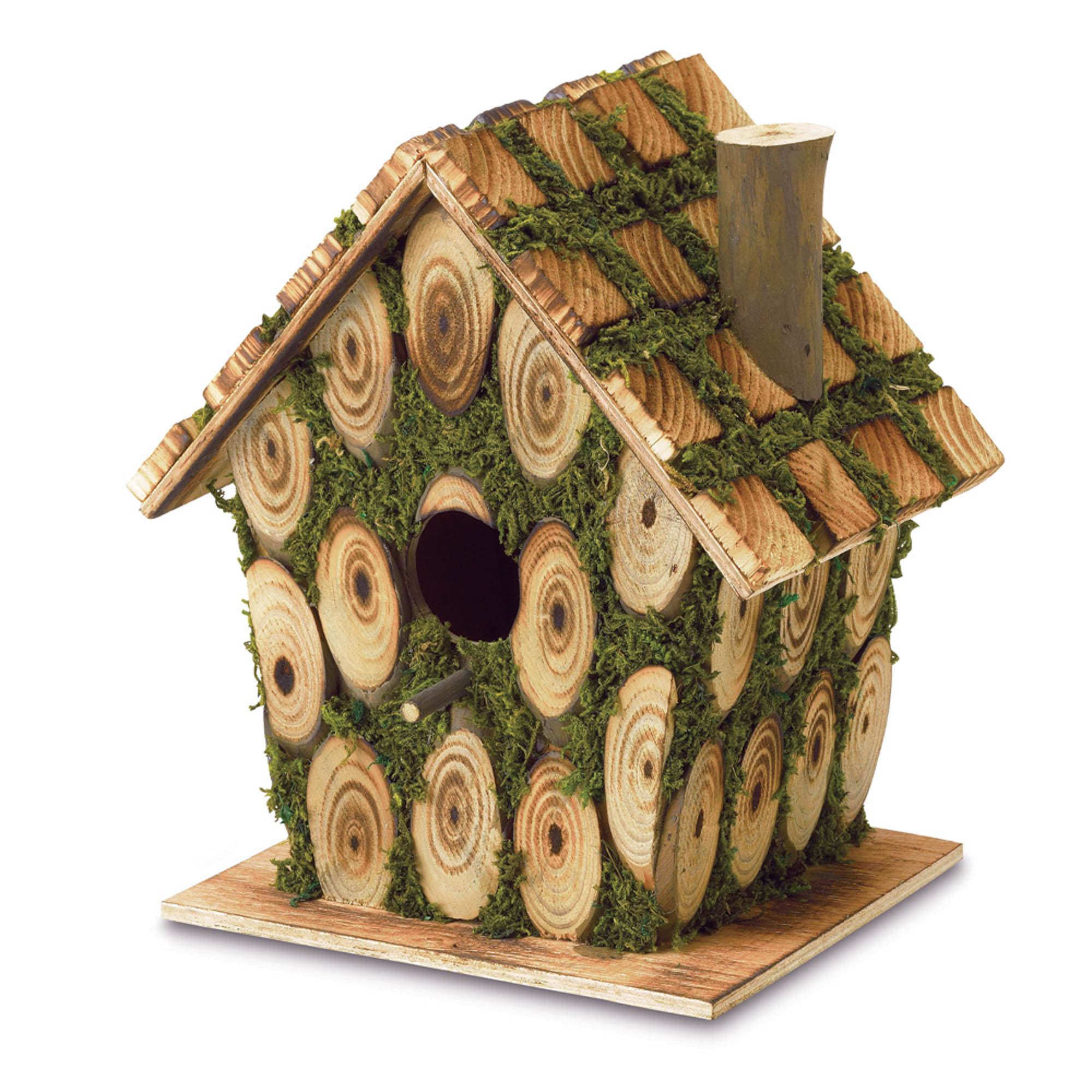 Zingz & Thingz Whimsical Moss-Edged Wooden Wild Bird House with ...