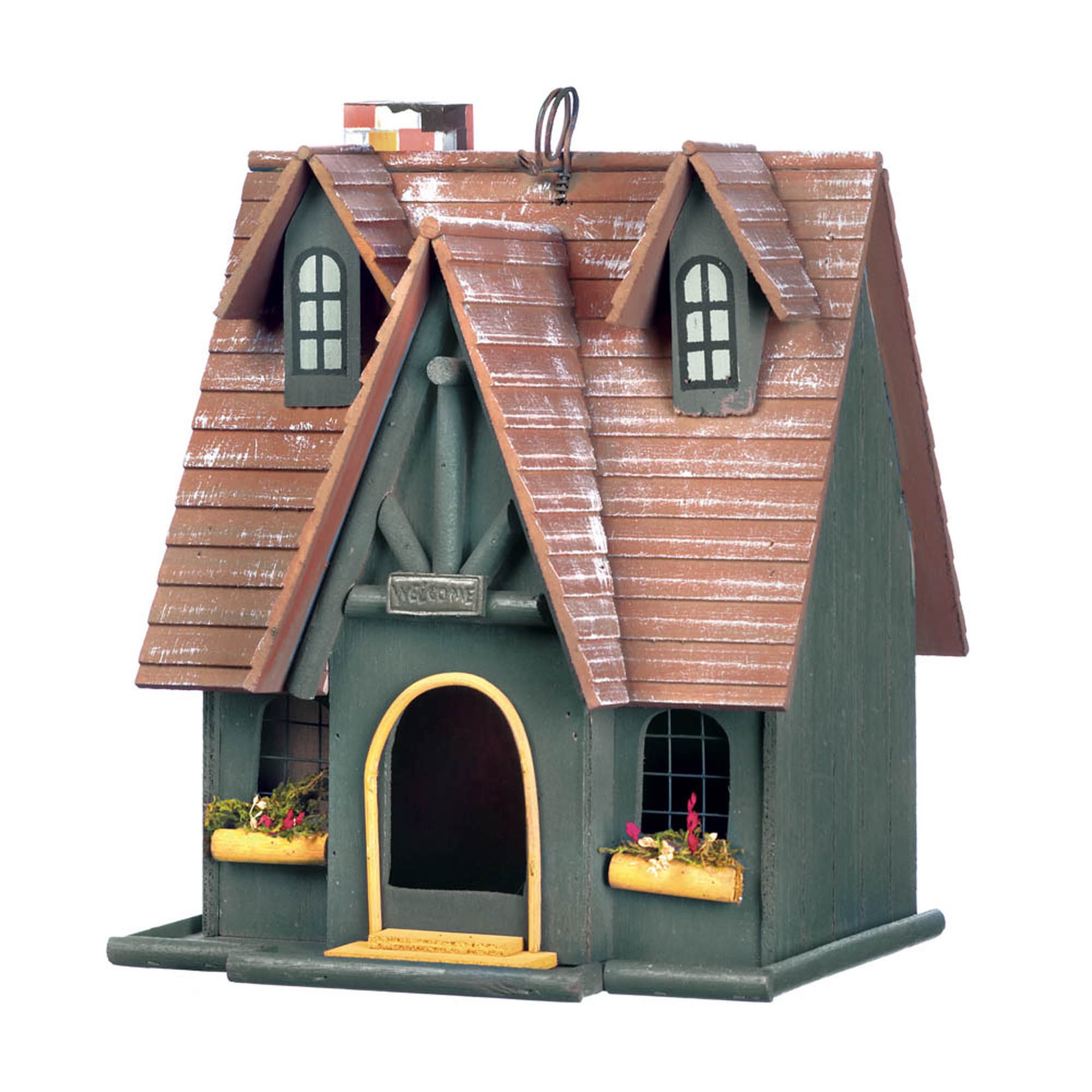 Zingz & Thingz Wooden Magical Storybook Cottage Birdhouse in Green ...