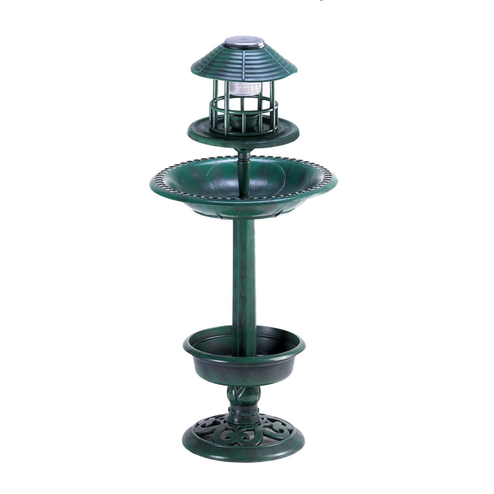 Zingz and Thingz Verdigris Solar Birdbath Planter - Walmart.com