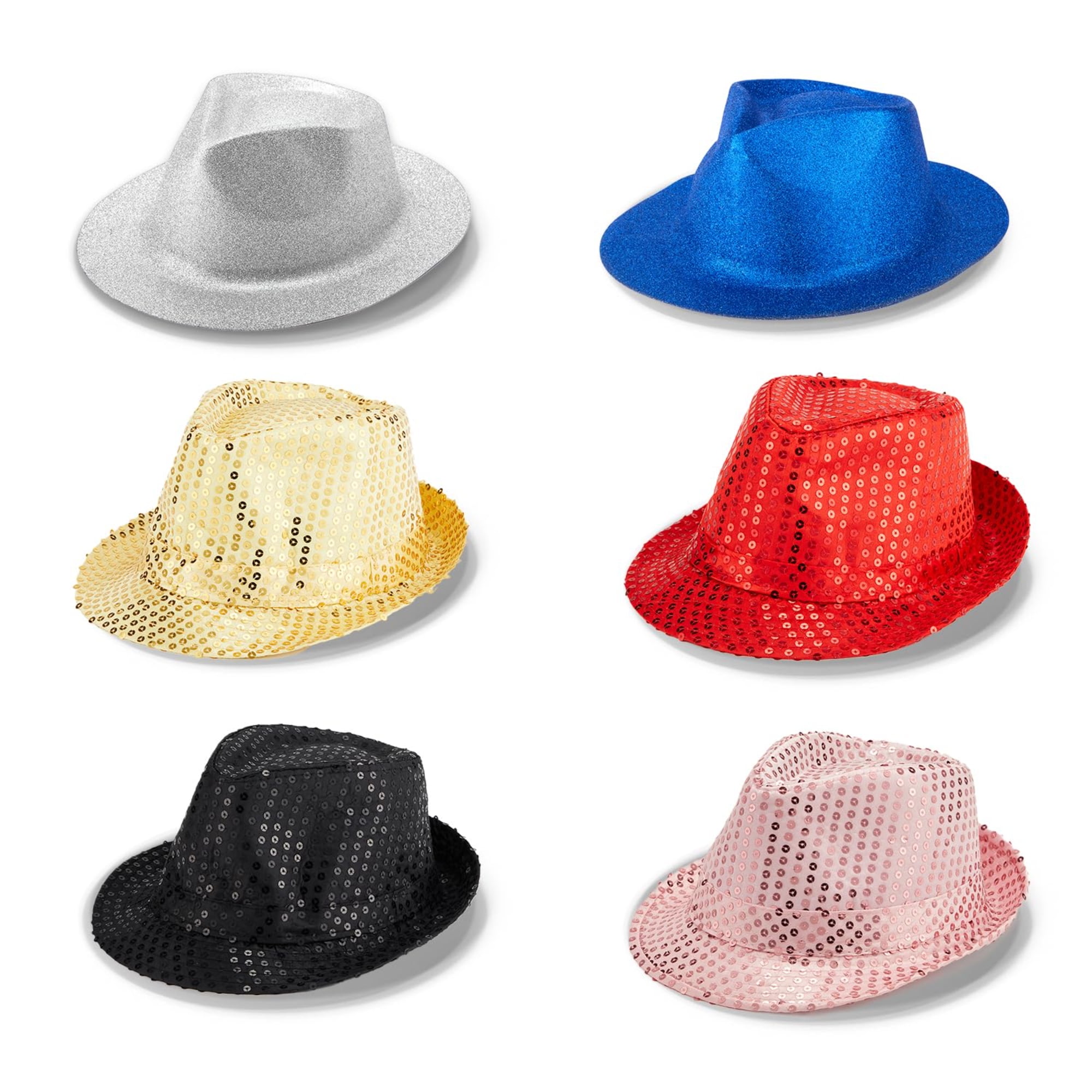Zink Fedora Bundle - 6 Sparkly Party Hats for Photos, Props, Birthday ...