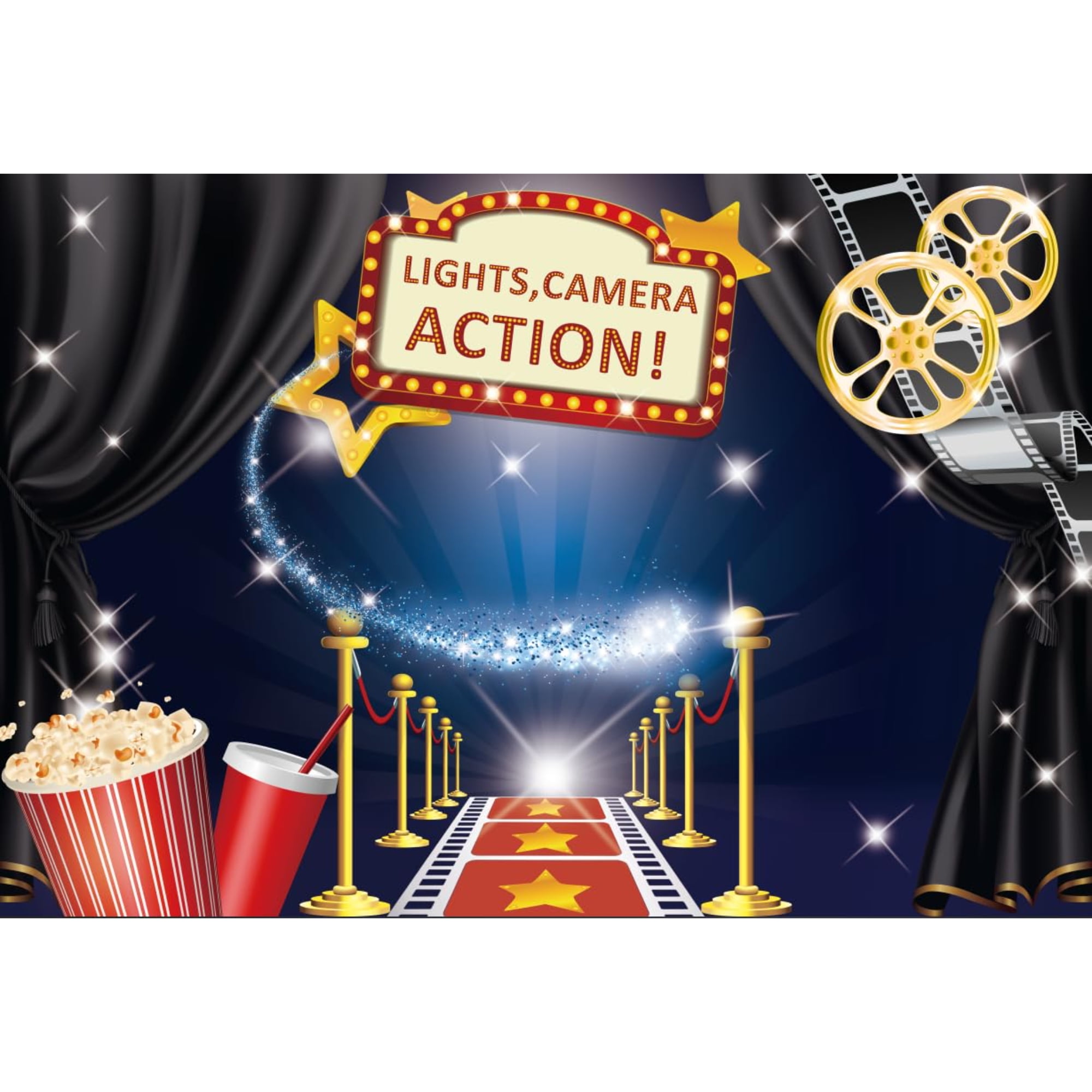 Zink Hollywood Photo Booth Bundle with Photo Backdrop & 15PC Hollywood ...