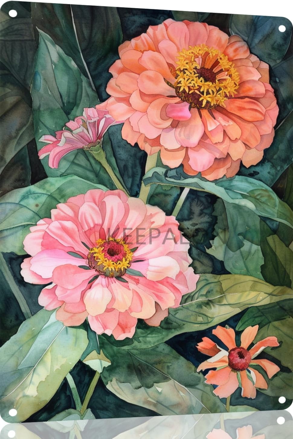 Zinnia 12x8 Inch Aluminum Signs Wildflower Wall Sign Vintage Wall Art ...