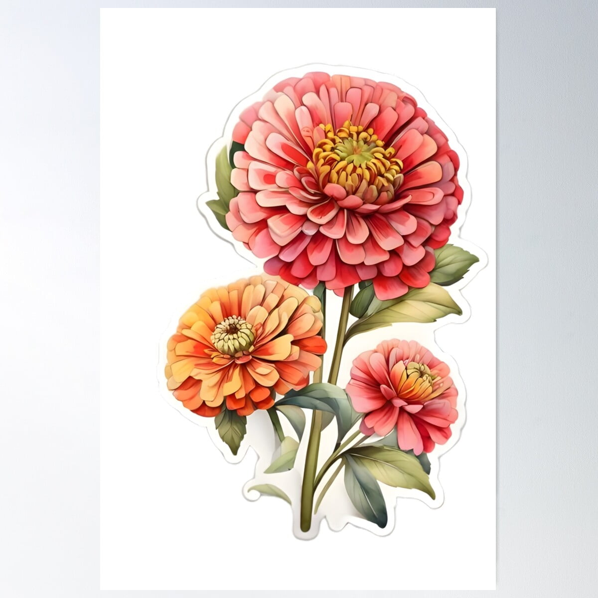 Zinnias Poster Wall Art, Modern Wall Decor For Living Room Bedroom ...