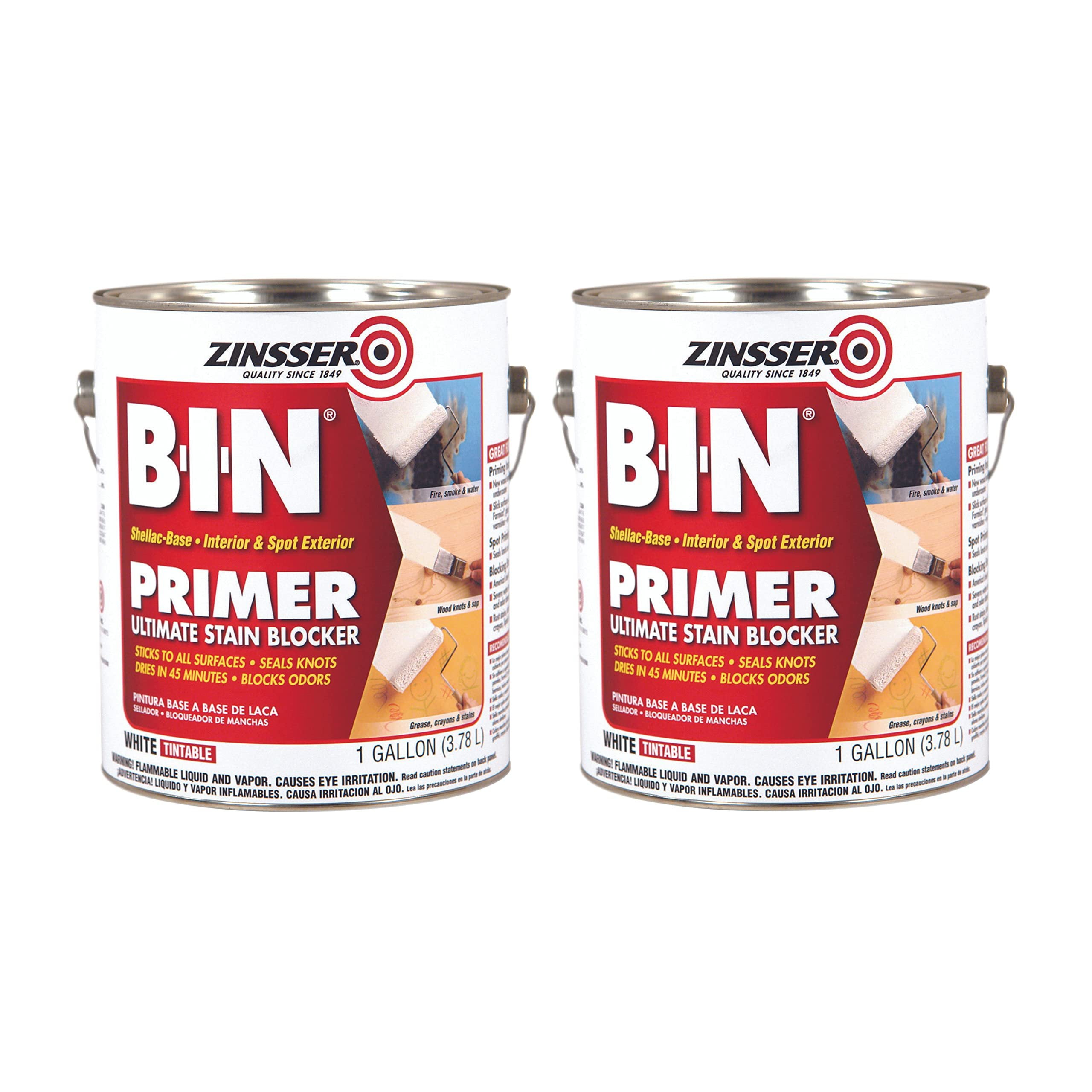 Zinsser 320991-2PK B-I-N Shellac-Base Primer, Gallon, White, 2 Pack ...