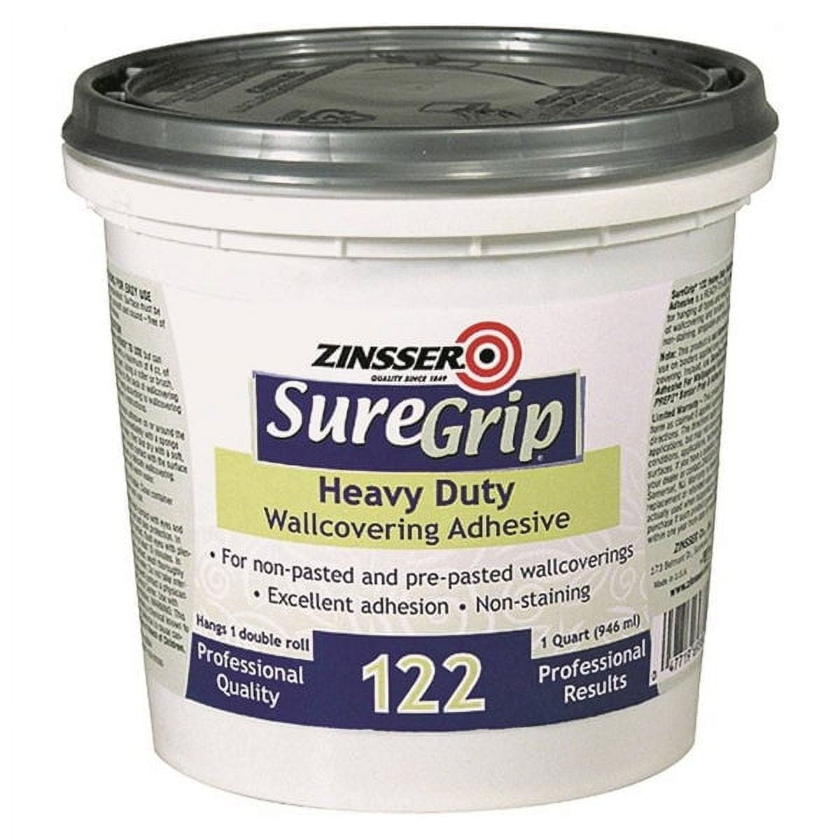 Zinsser SureGrip 122 Heavy Duty Clear Wallcovering Adhesive, Strippable ...