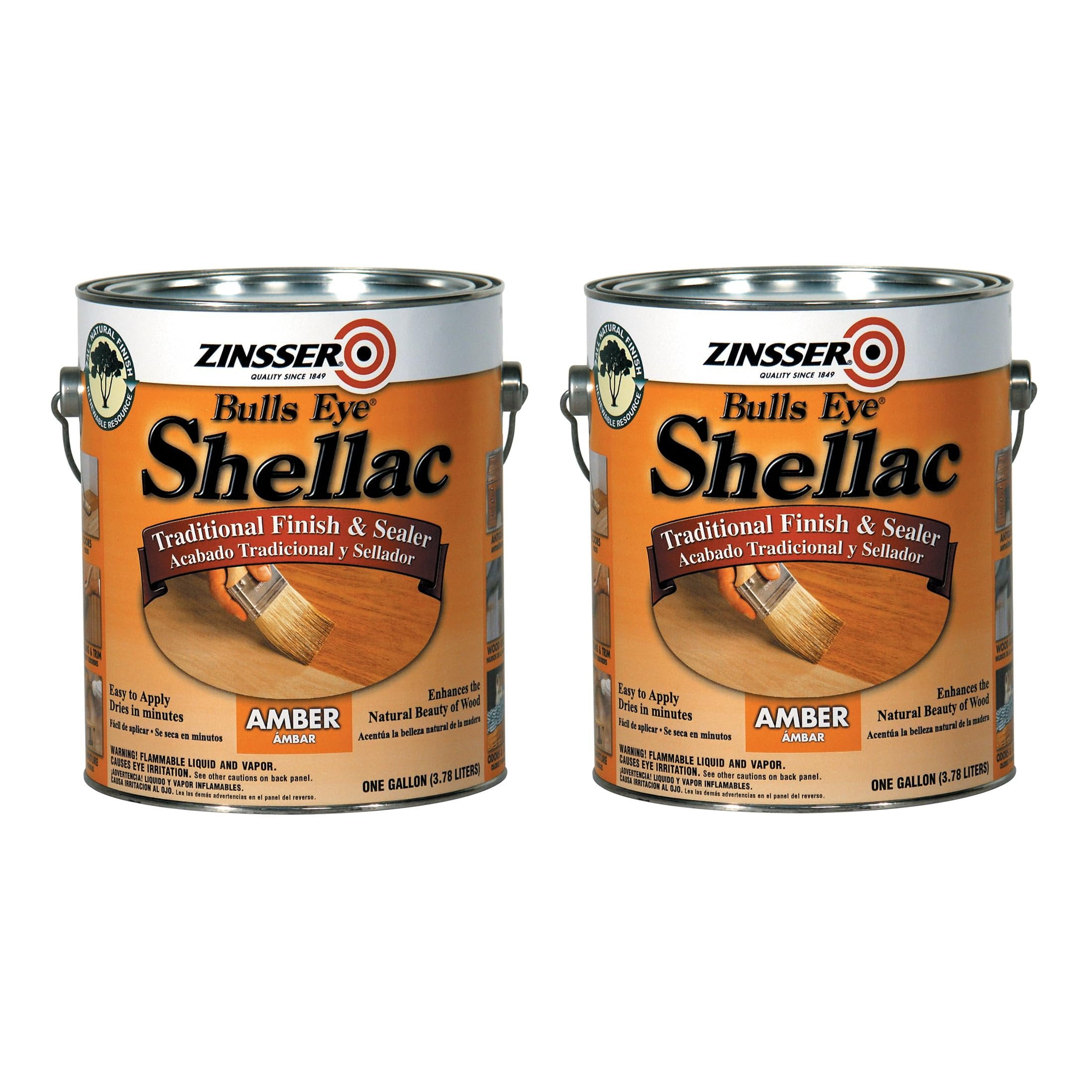 Zinsser 701-2PK Bulls Eye Shellac Traditional Finish & Sealer, Gallon ...