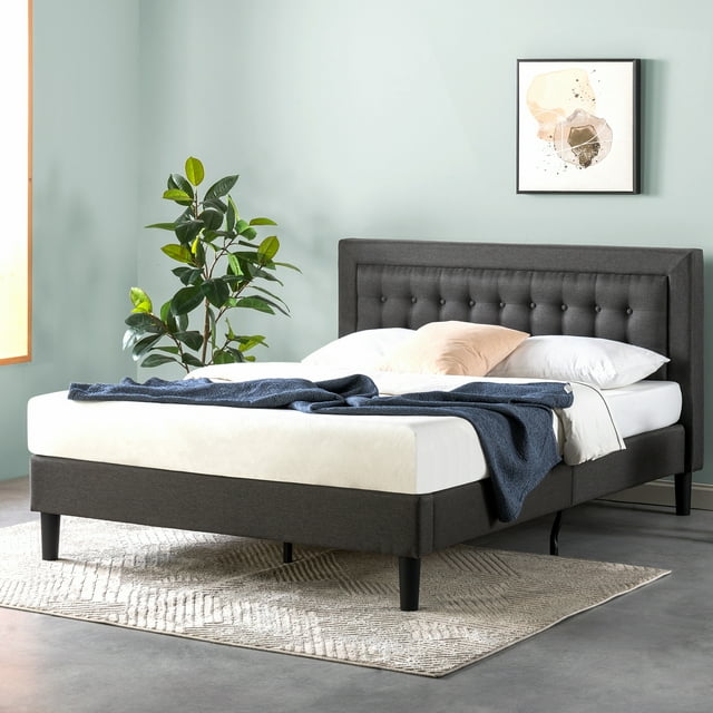 Zinus 40" Dachelle Upholstered Platform Bed Frame Dark Gray, Full ...