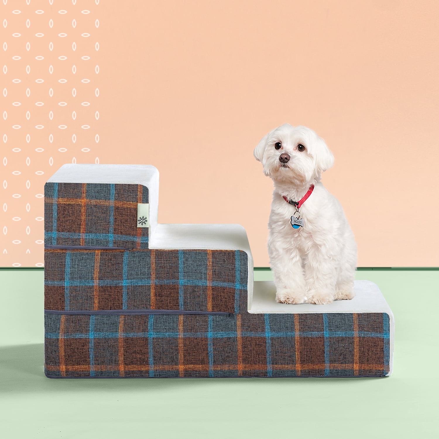 Zinus Foam 15" 3-Step Pet Stairs, Small, Blue Plaid - Walmart.com