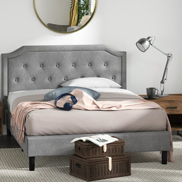 Zinus Kellen 43" Upholstered Scalloped Platform Bed Frame, Queen ...